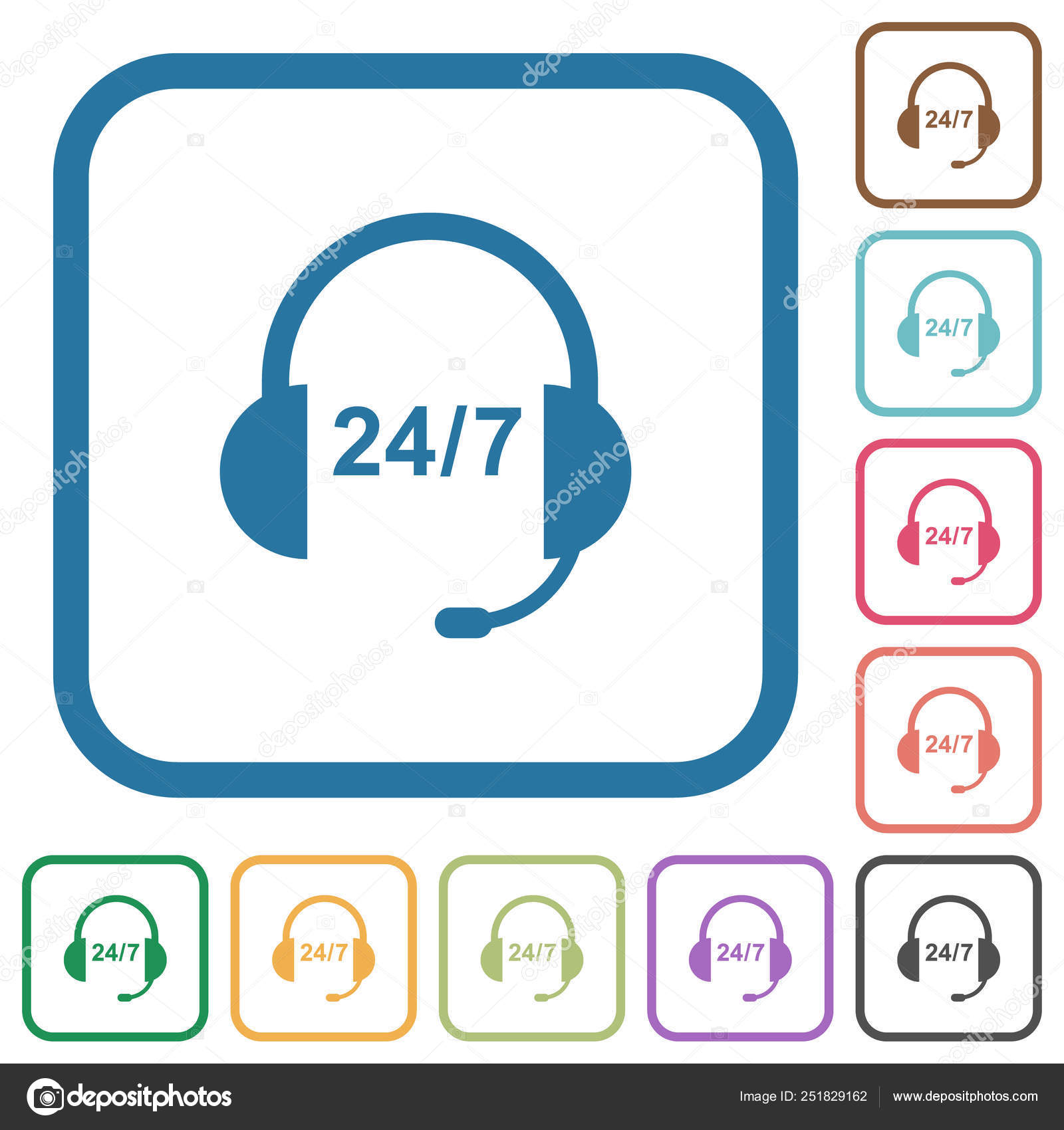 24 hour call center simple icons Stock Vector Image by ©renegadehomie ...