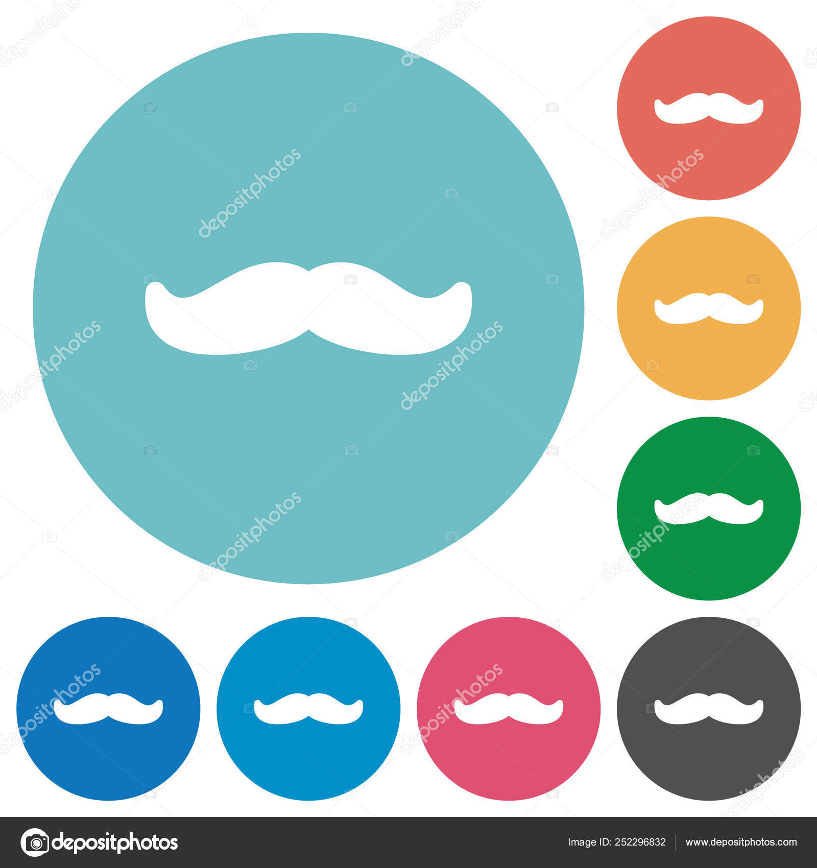 Mustache flat round icons Stock Vector by ©renegadehomie 252296832