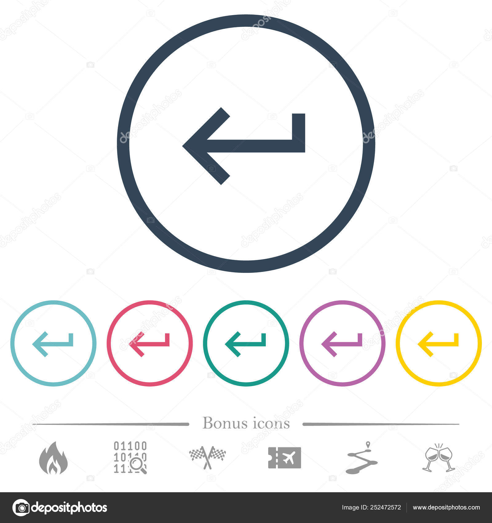 Keyboard return flat color icons in round outlines Stock Vector Image ...