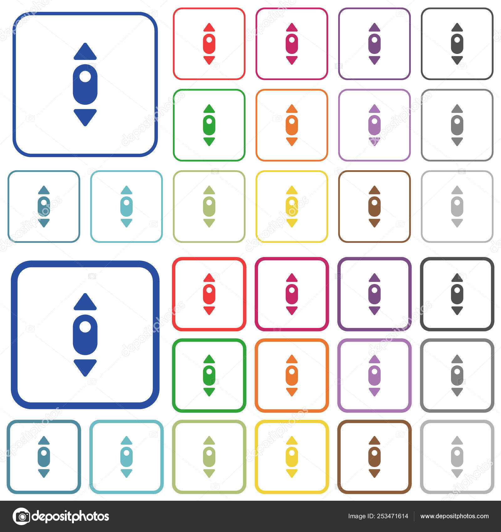 Mouse scroll up outlined flat color icons Stock Vector Image by ...