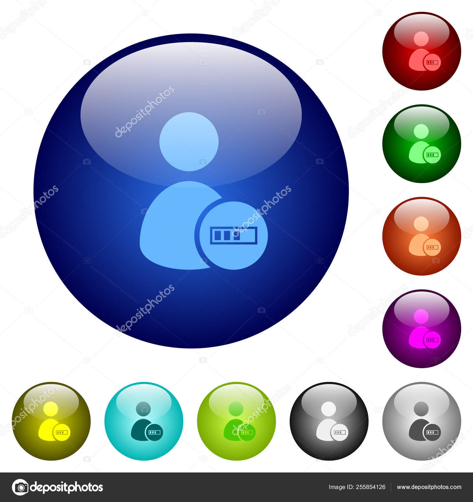User account processing color glass buttons Stock Vector Image by ...