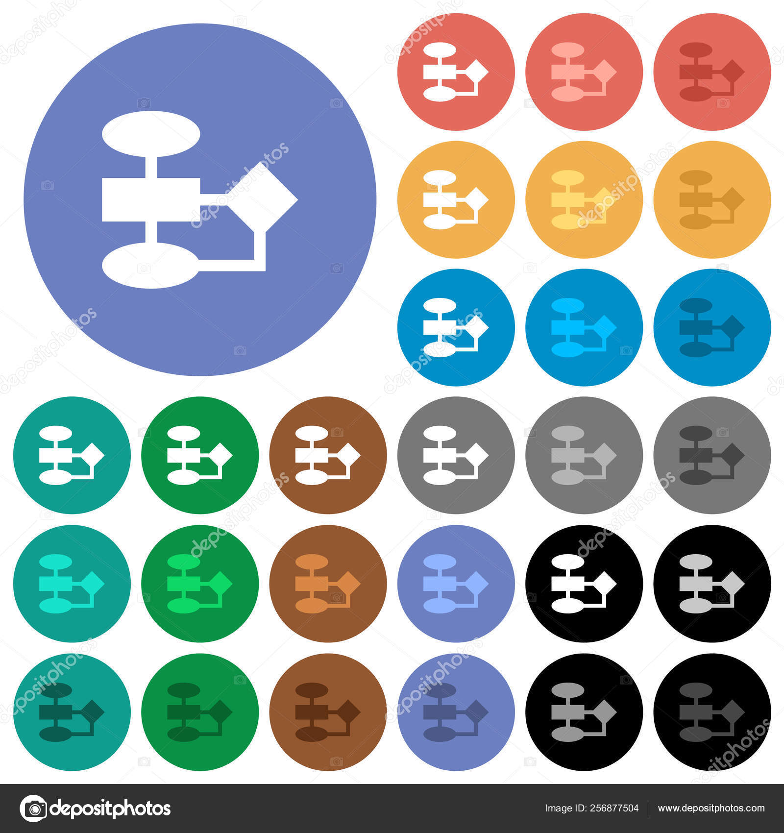 Flowchart round flat multi colored icons Stock Vector by ©renegadehomie ...