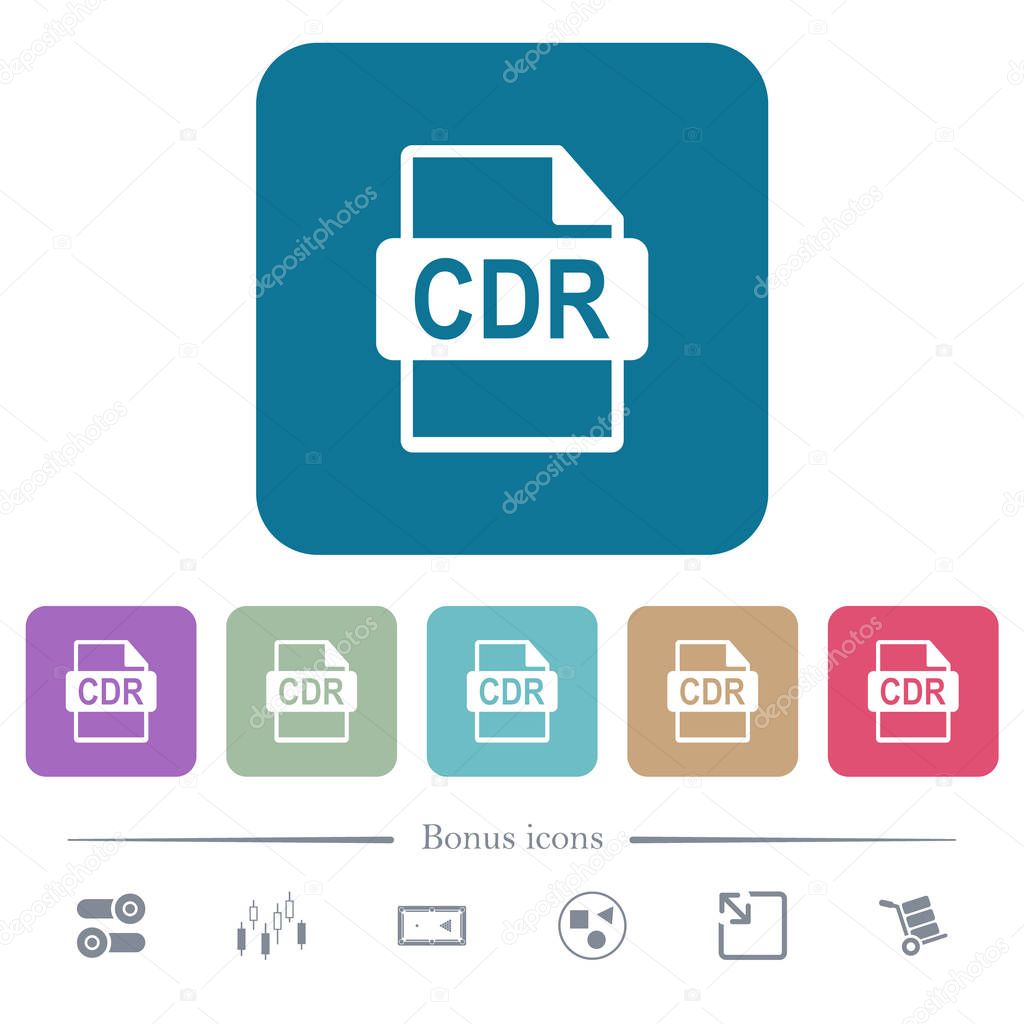 CDR formato de archivo iconos planos en fondos cuadrados redondeados de ...