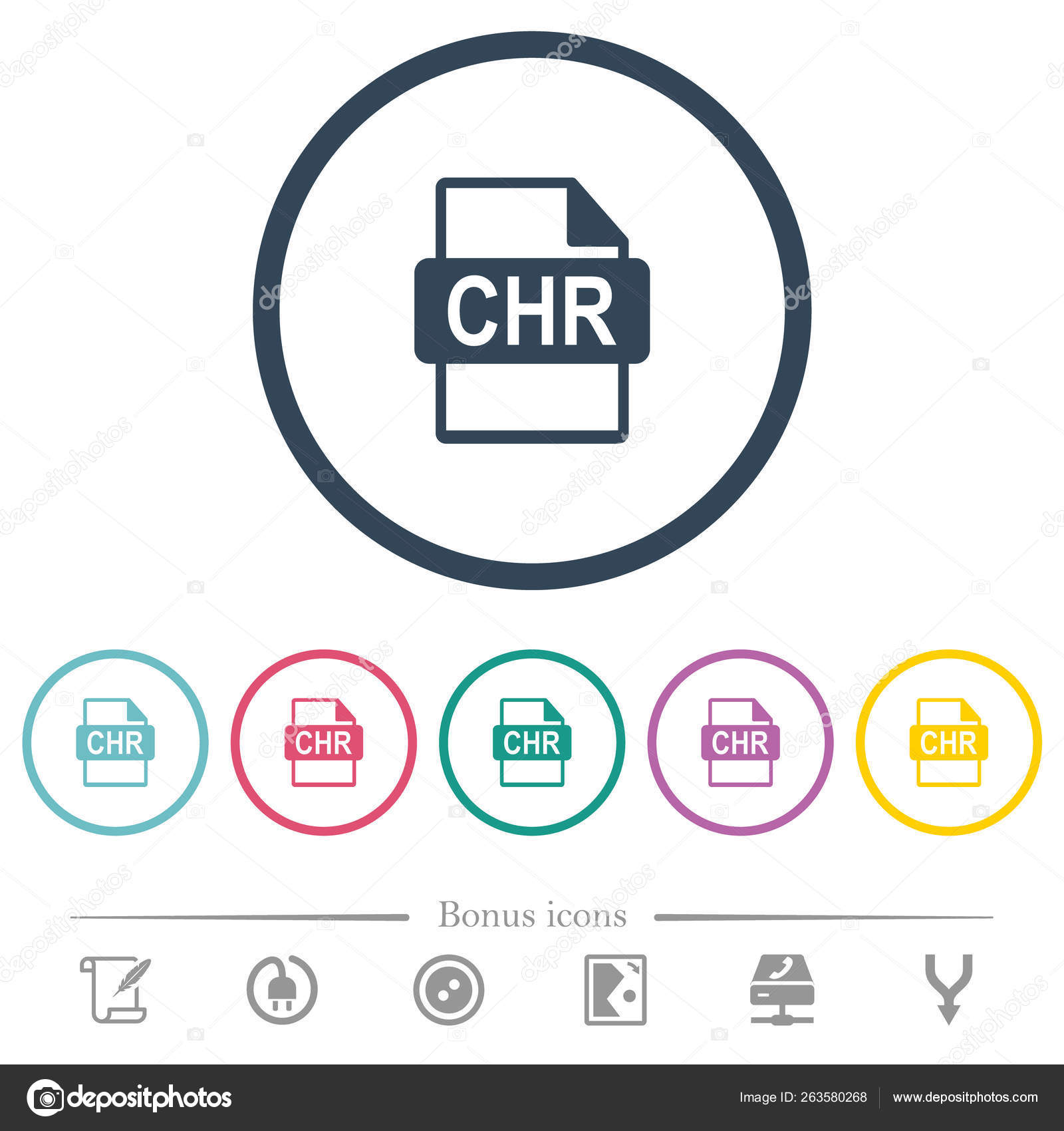 CHR file format flat color icons in round outlines Stock Vector Image ...