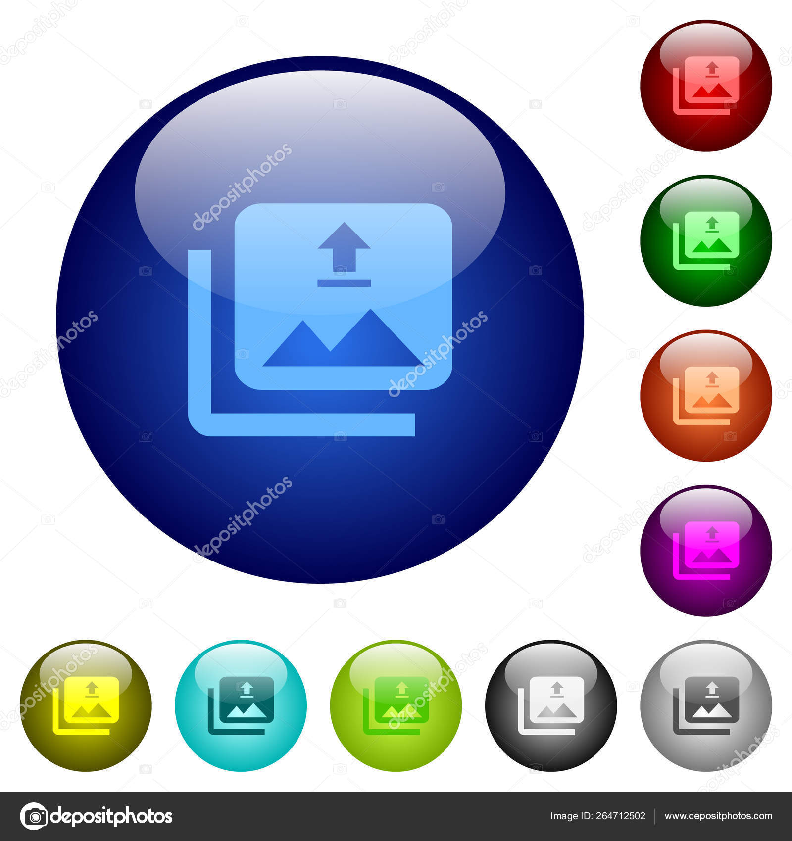 Upload multiple images color glass buttons Stock Vector Image by ...