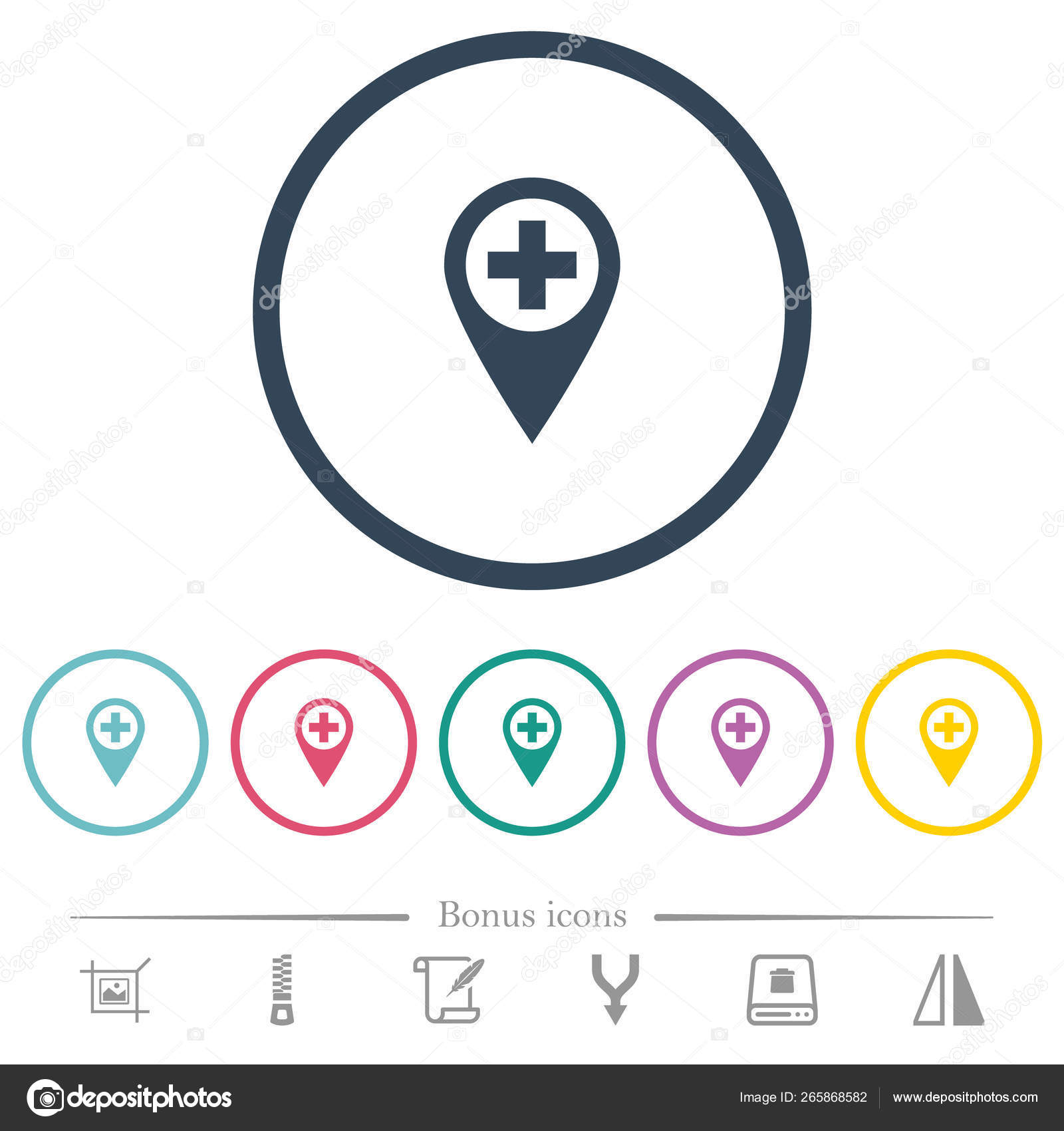 Add new GPS map location flat color icons in round outlines Stock ...
