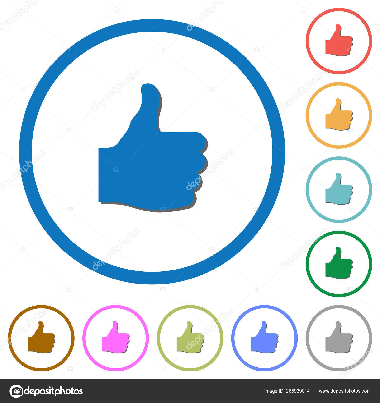 Thumbs up icons with shadows and outlines Stock Vector by ...