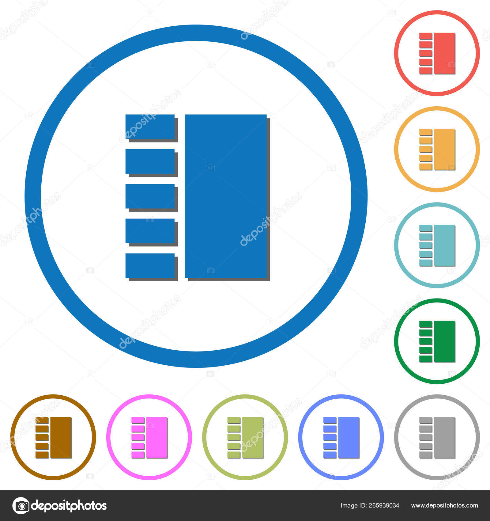 Vertical tabbed layout icons with shadows and outlines Stock Vector by ...