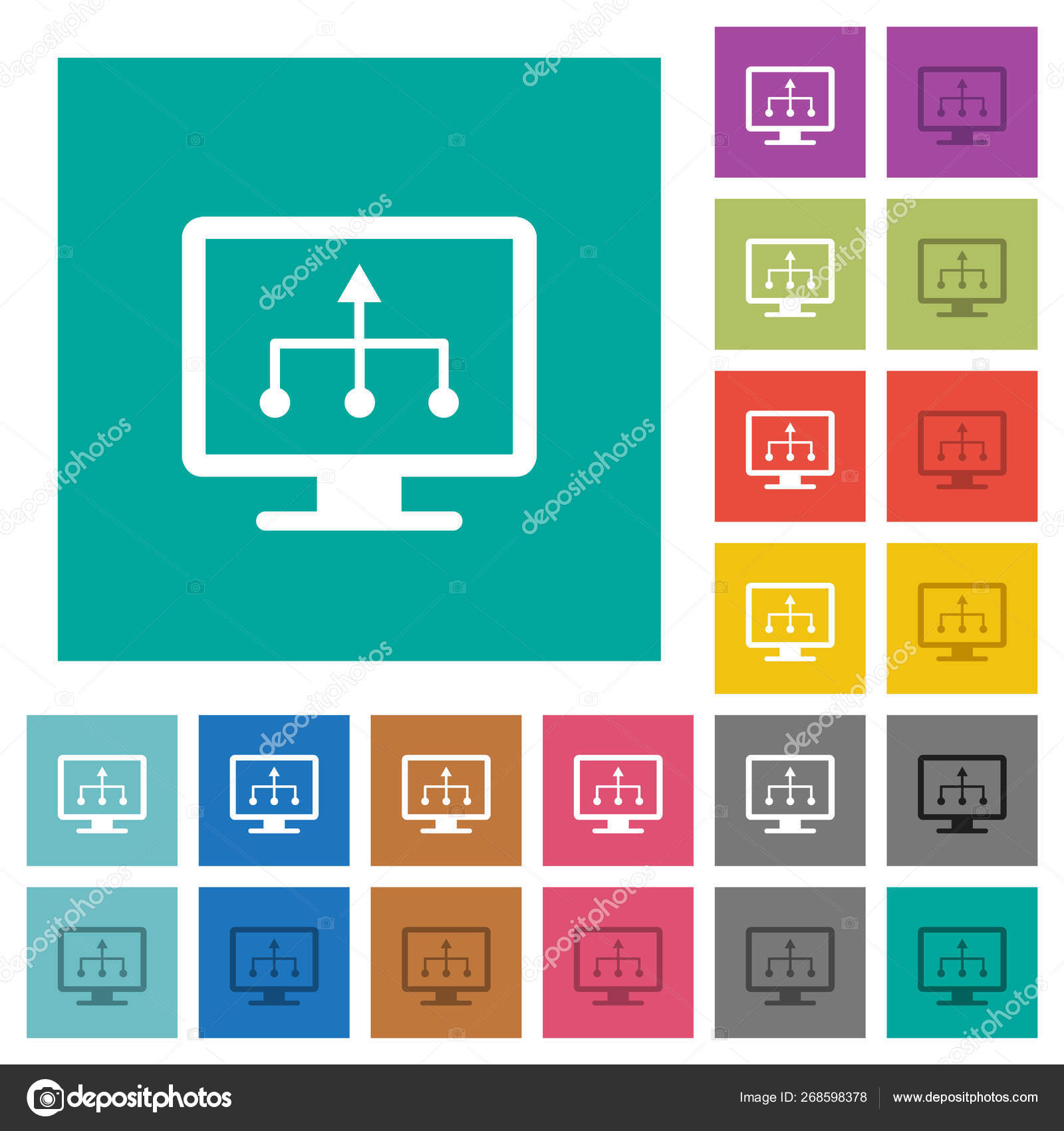 TV select source square flat multi colored icons Stock Vector by ...