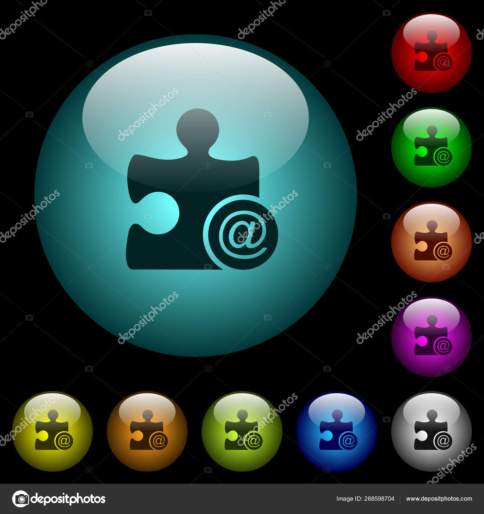 Email plugin icons in color illuminated glass buttons Stock Vector by ...