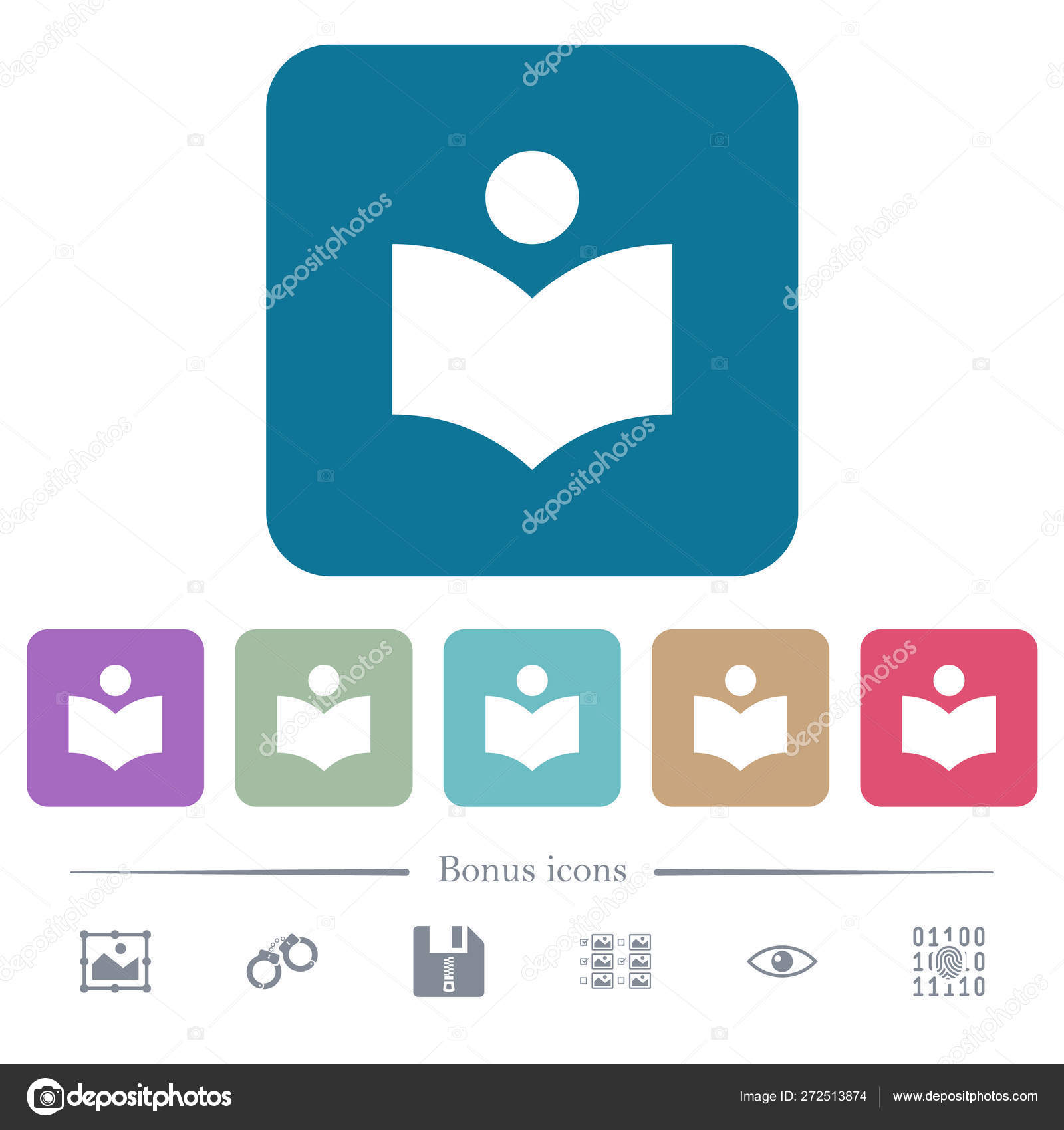Library flat icons on color rounded square backgrounds Stock Vector by ©renegadehomie 272513874
