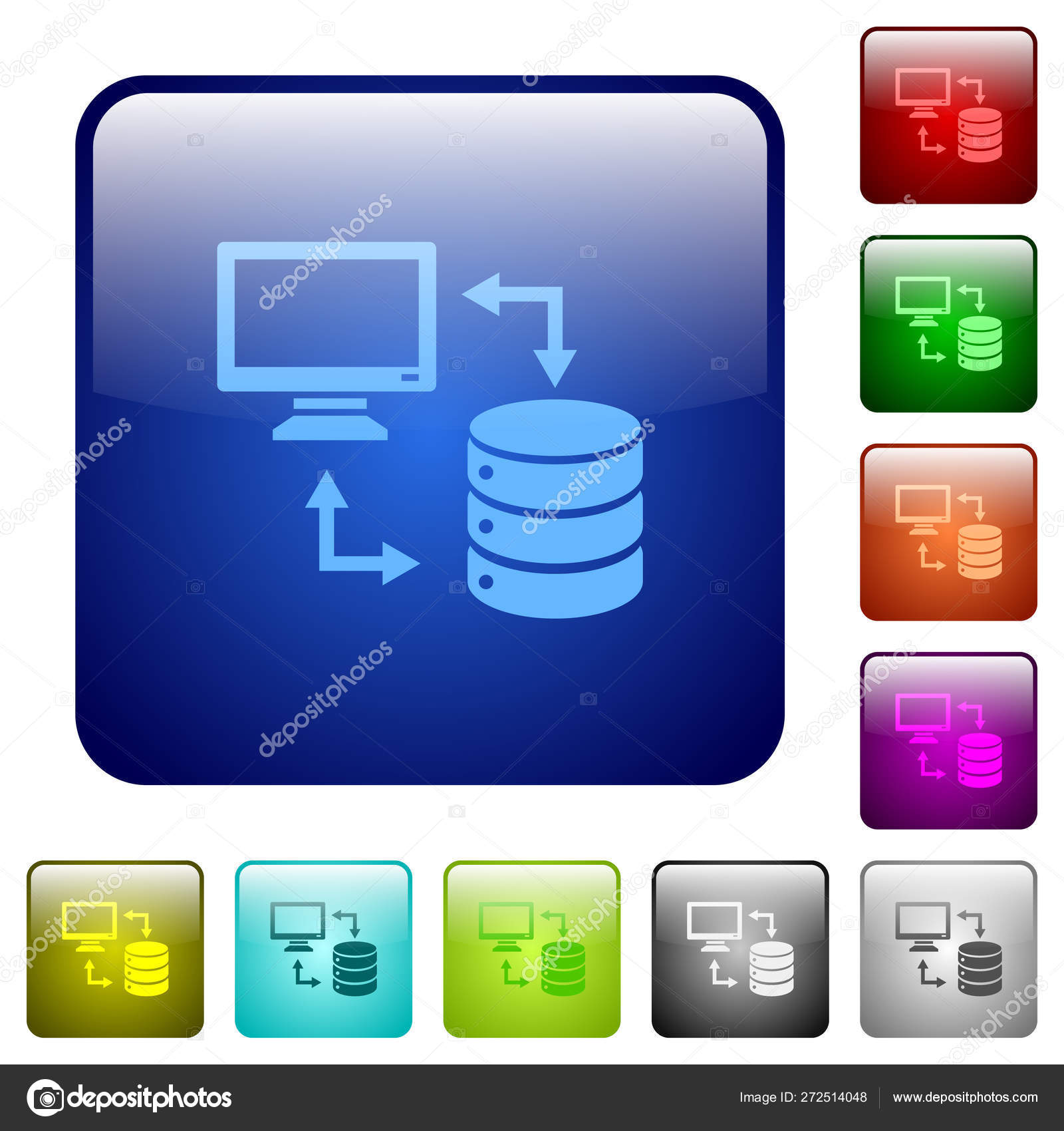 Syncronize data with database color square buttons Stock Vector by ©renegadehomie 272514048