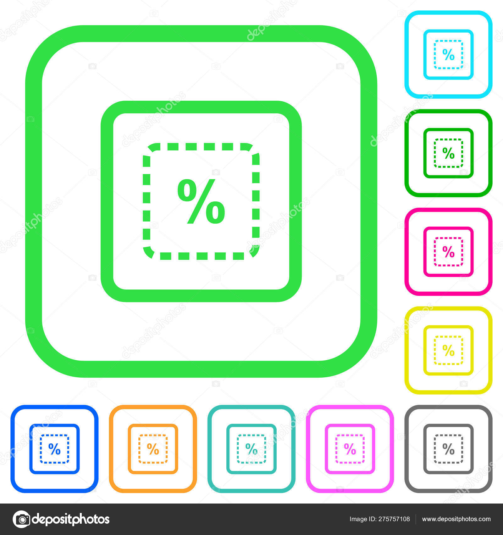 Scale object by percent vivid colored flat icons Stock Vector Image by ...