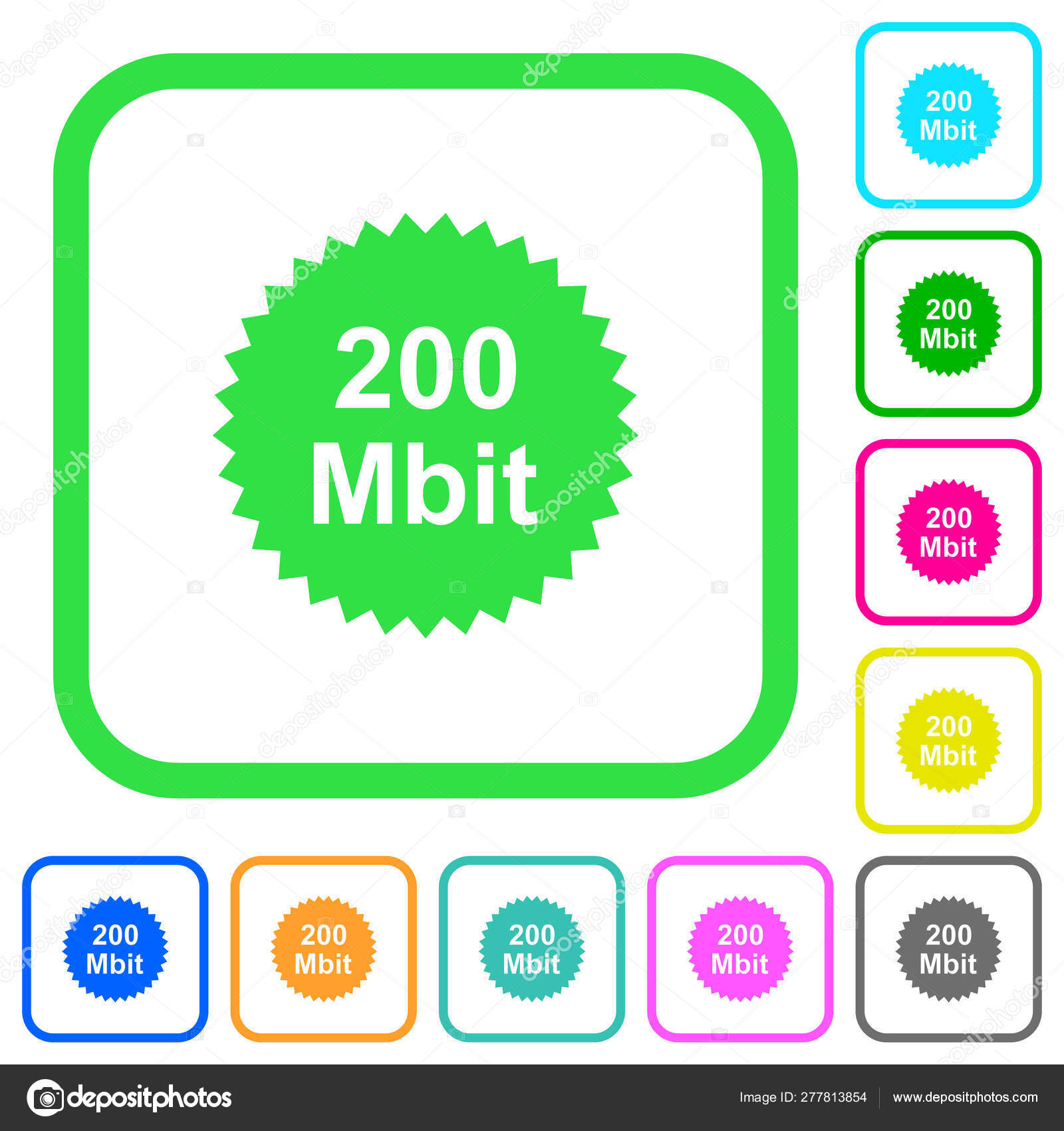 200 mbit guarantee sticker vivid colored flat icons Stock Vector Image ...
