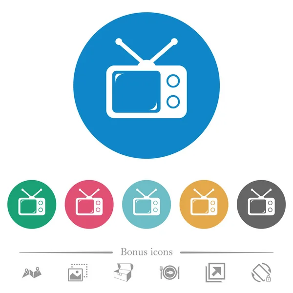 Vintage Retro Television Dark Push Buttons Vivid Color Icons Dark Stock ...