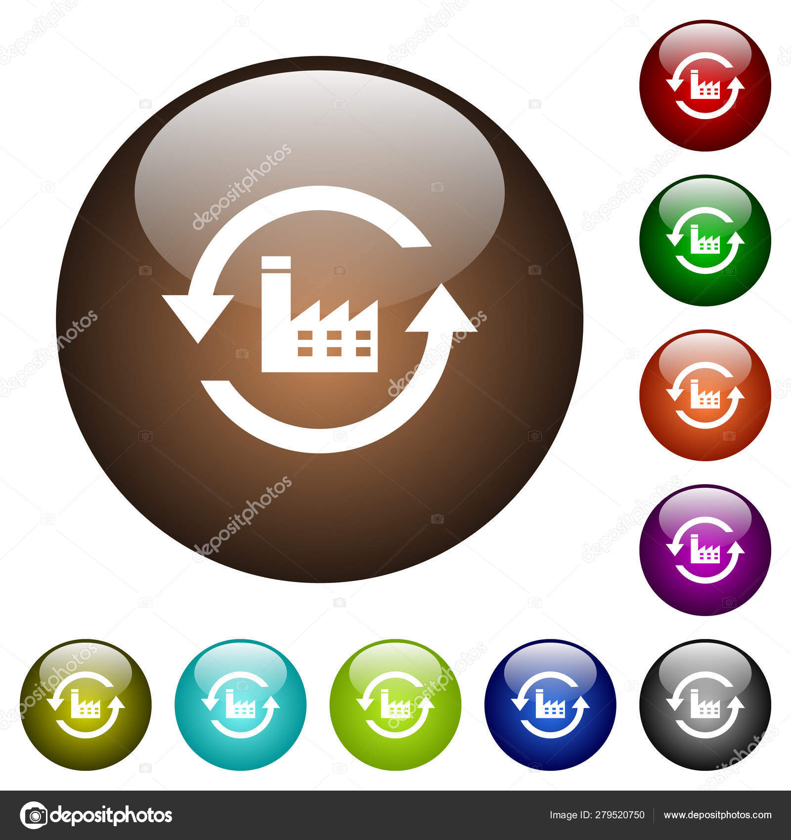 Reset to factory defaults color glass buttons Stock Vector by ...