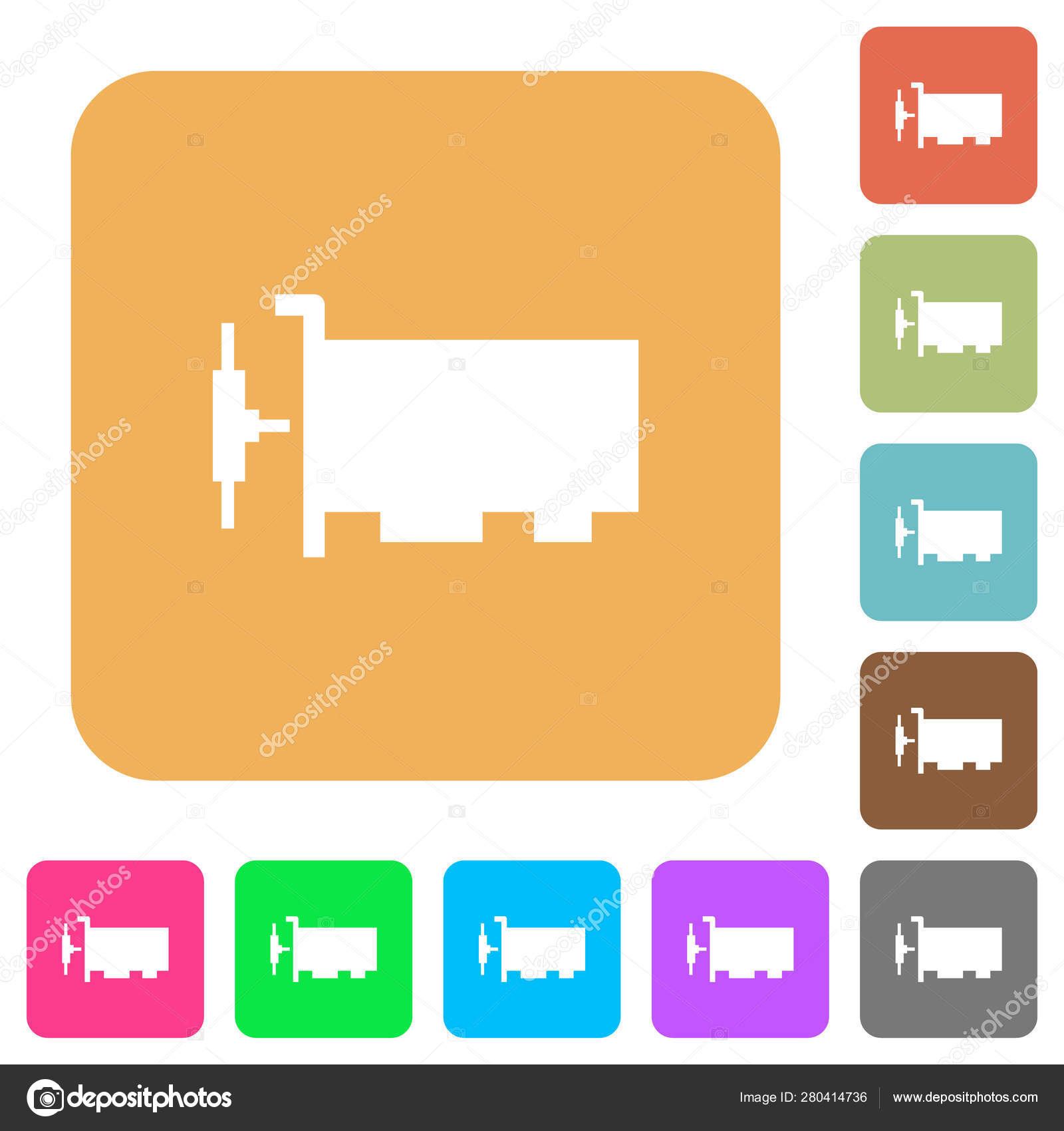 Network interface card rounded square flat icons Stock Vector Image by ...