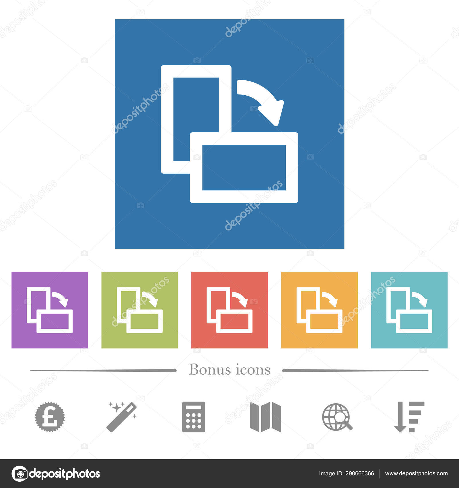 Rotate right flat white icons in square backgrounds Stock Vector by ...