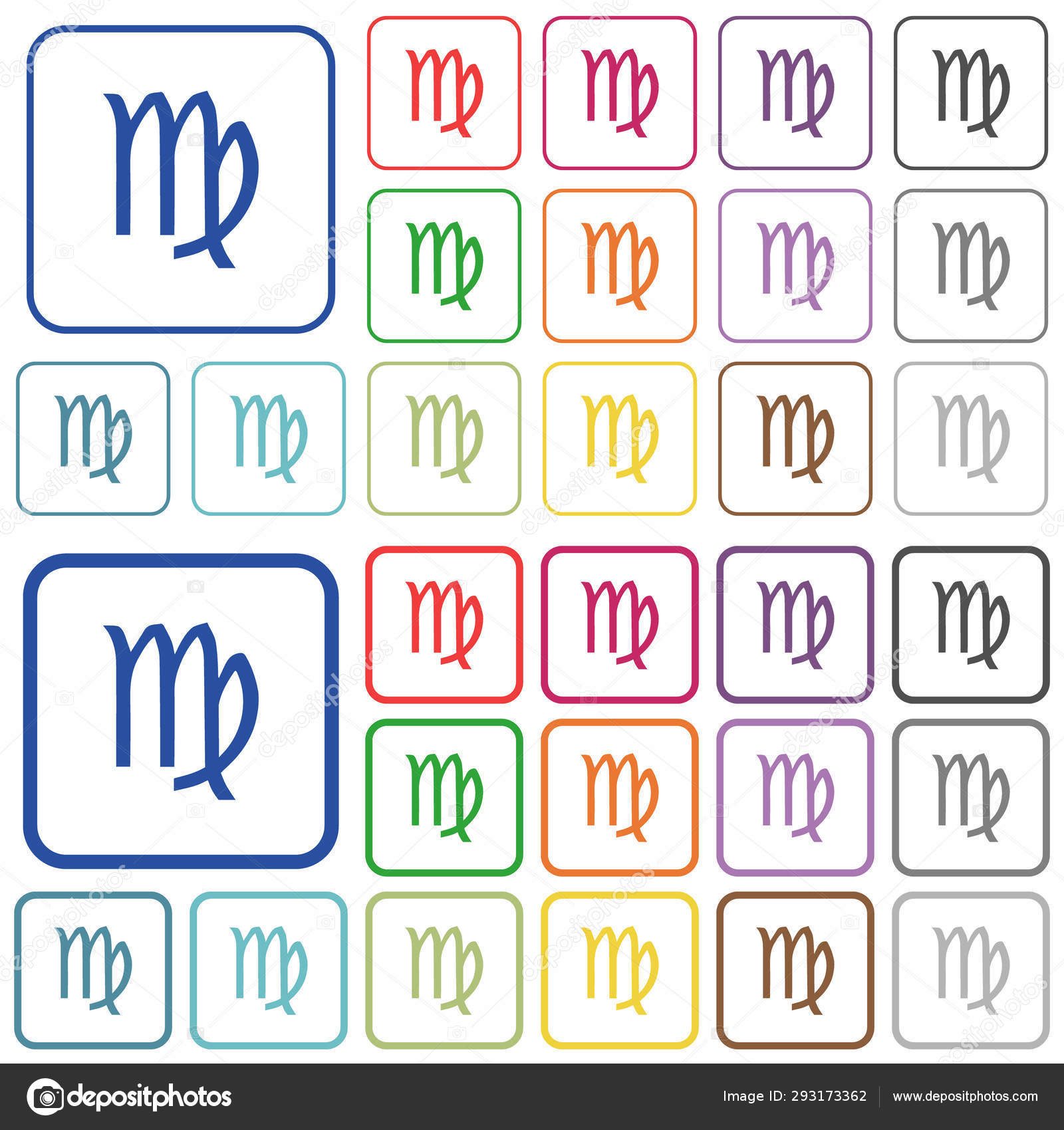 Virgo zodiac symbol outlined flat color icons Stock Vector Image by ...