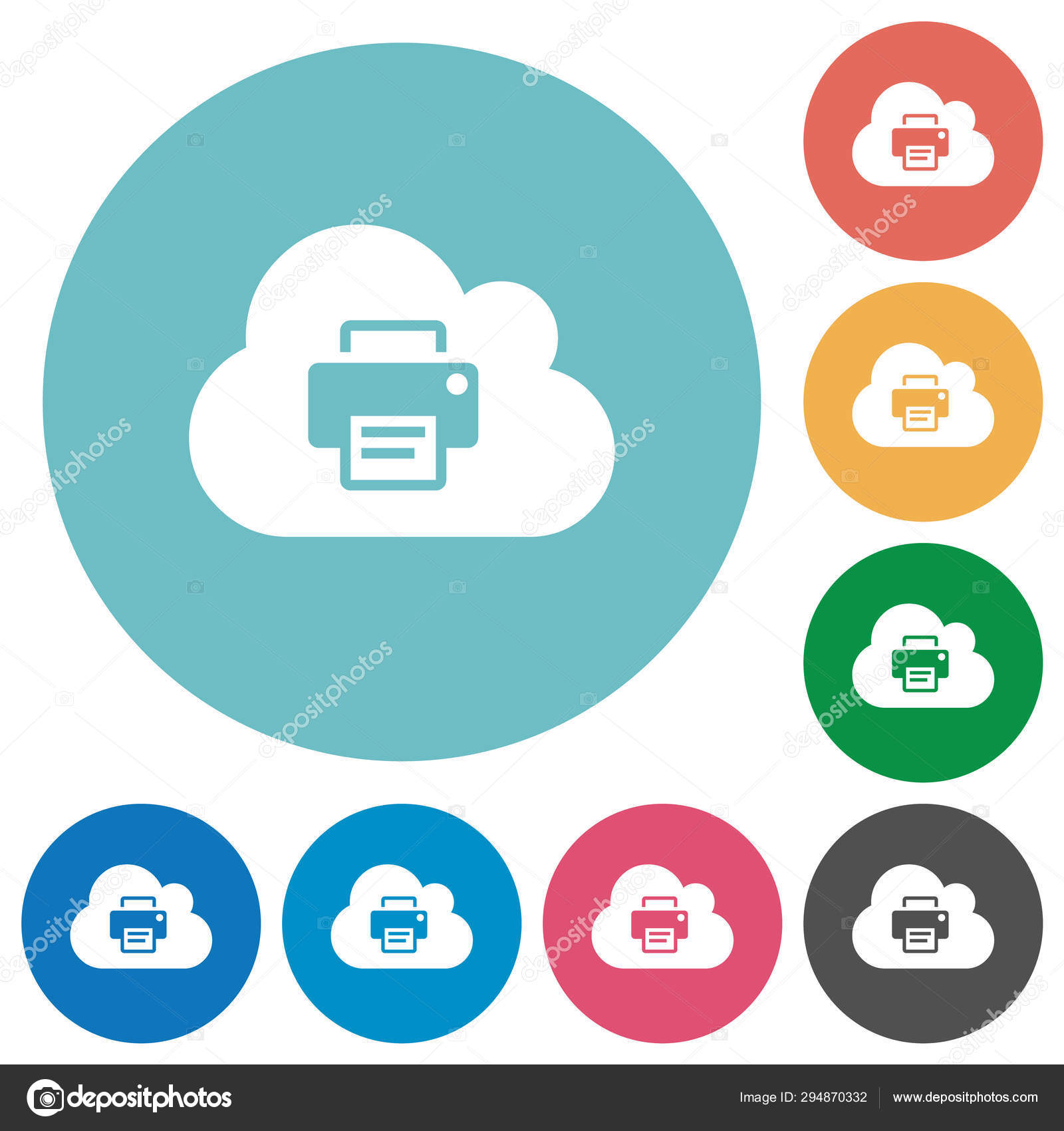 Cloud printing flat round icons Stock Vector Image by ©renegadehomie ...