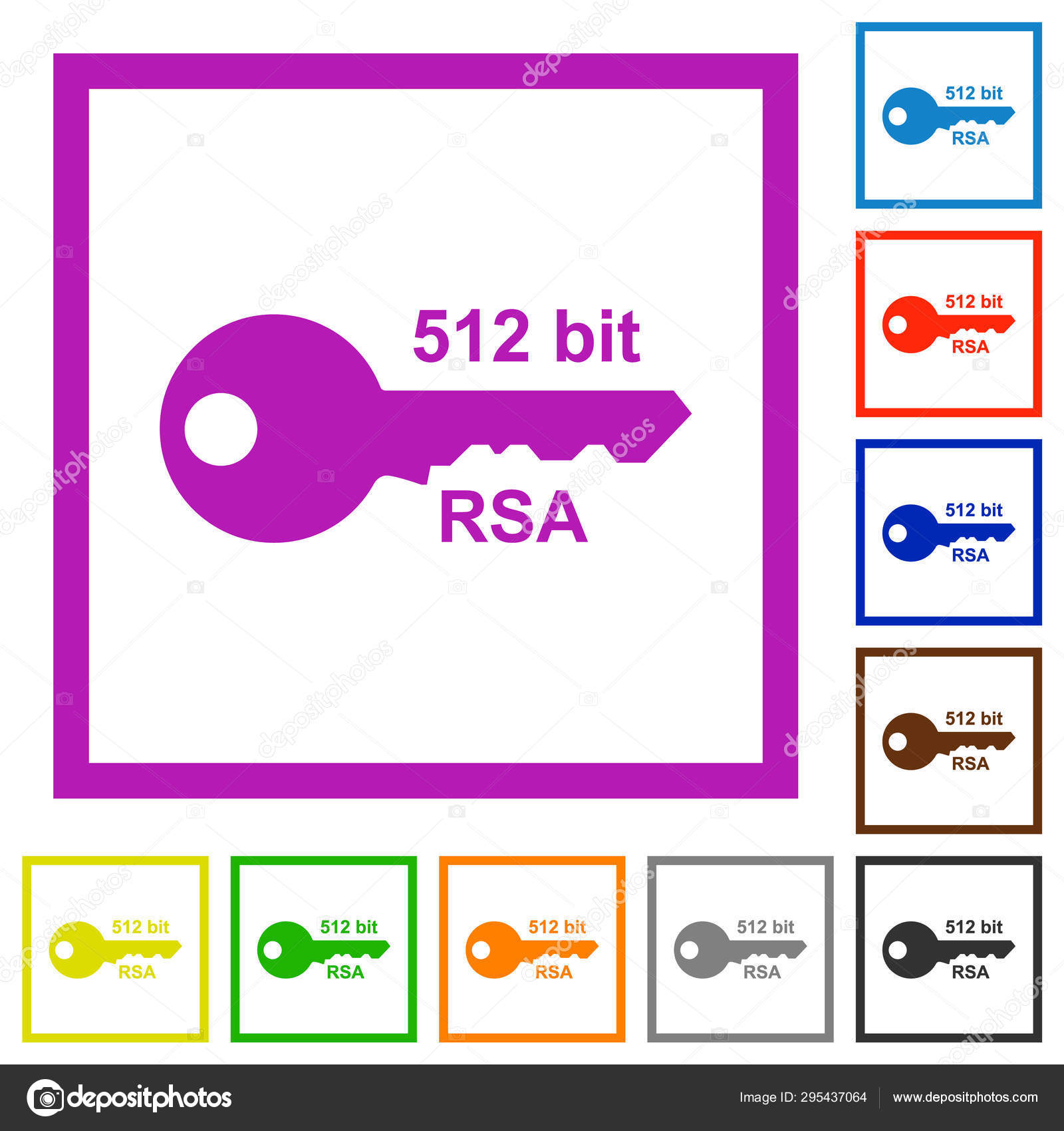 512 bit rsa encryption flat framed icons Stock Vector by ©renegadehomie ...
