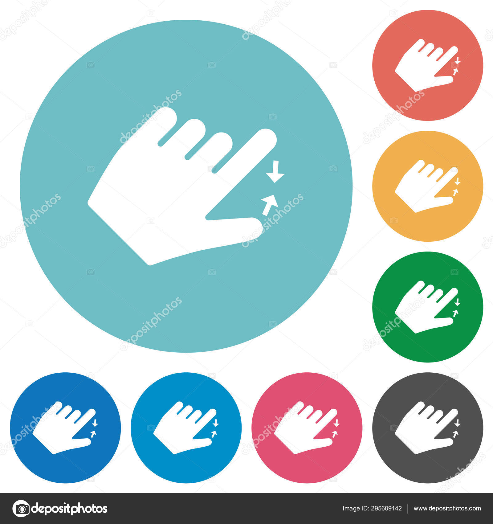 Left handed pinch close gesture flat round icons Stock Vector Image by ©renegadehomie #295609142