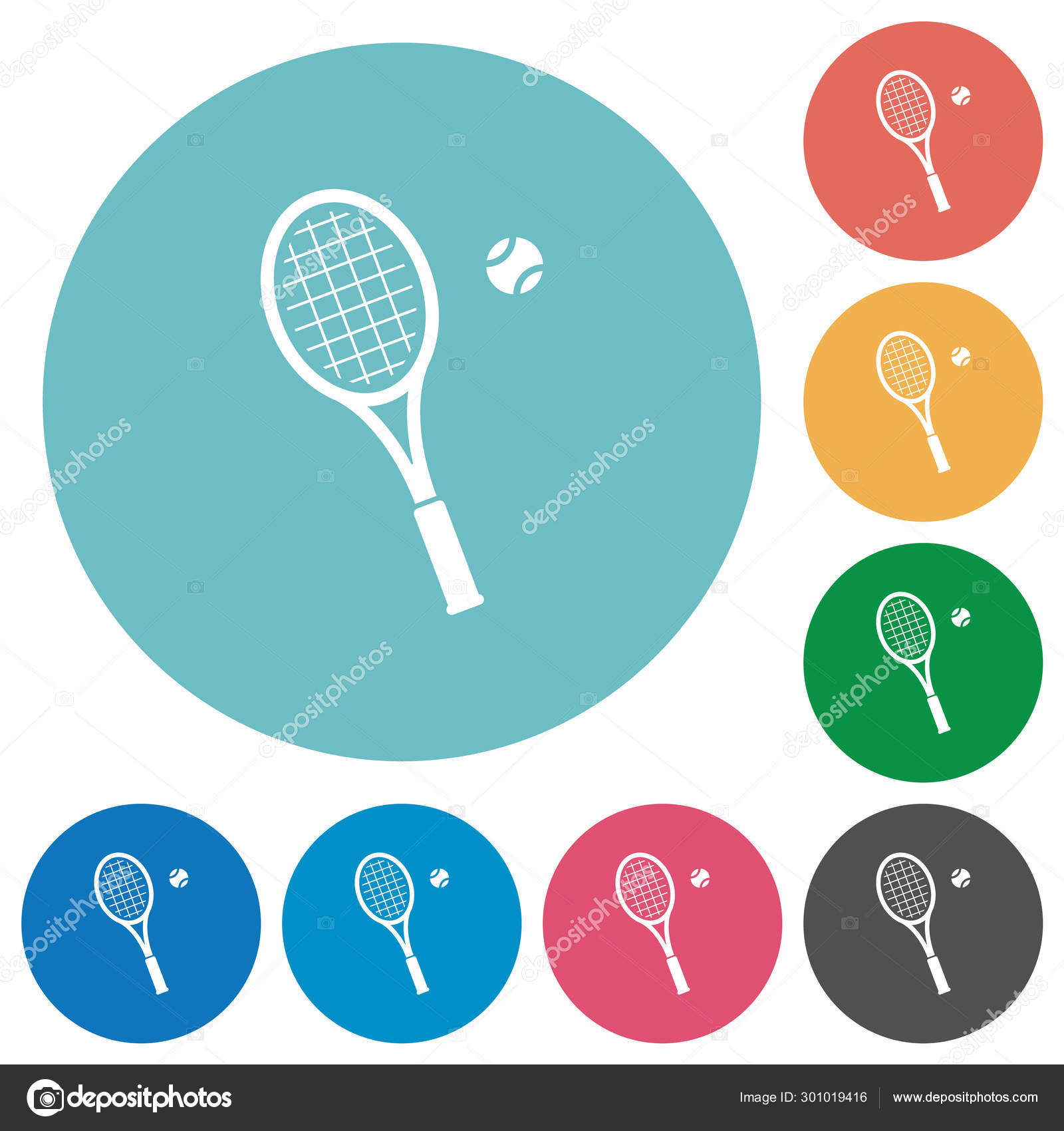 Tennis racket with ball flat round icons Stock Vector by ©renegadehomie ...