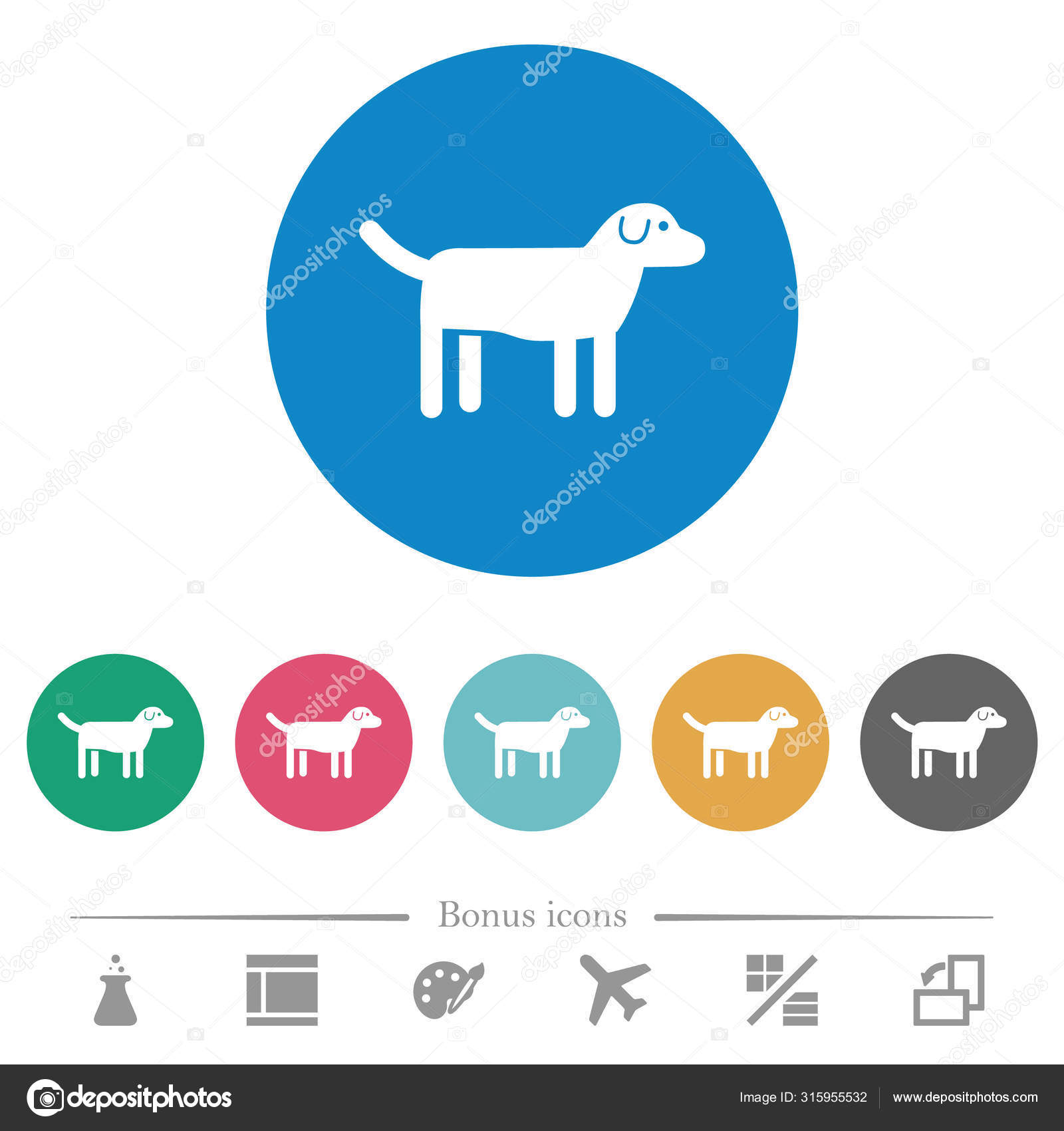 Dog flat round icons Stock Vector by ©renegadehomie 315955532