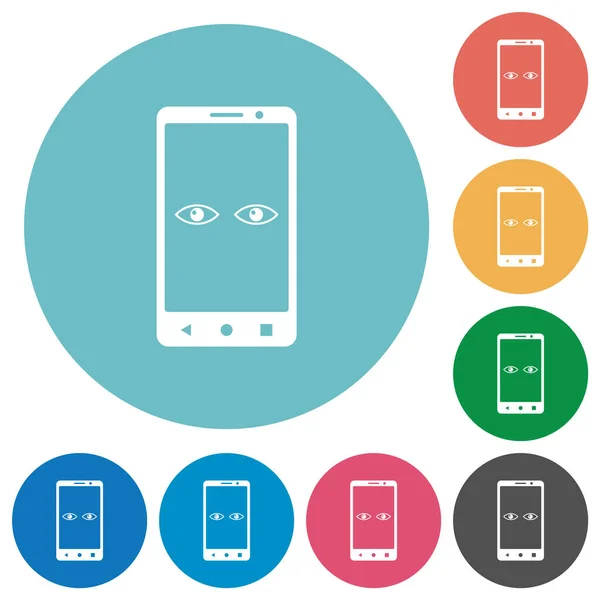 Mobile Face Detection Flat White Icons Color Backgrounds Background Color Stock Vector by ...