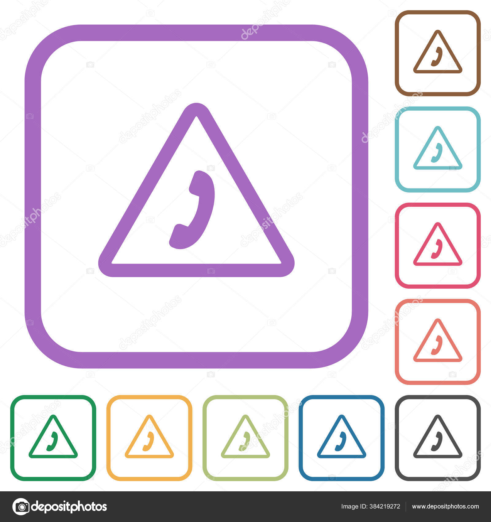 Emergency Call Simple Icons Color Rounded Square Frames White ...