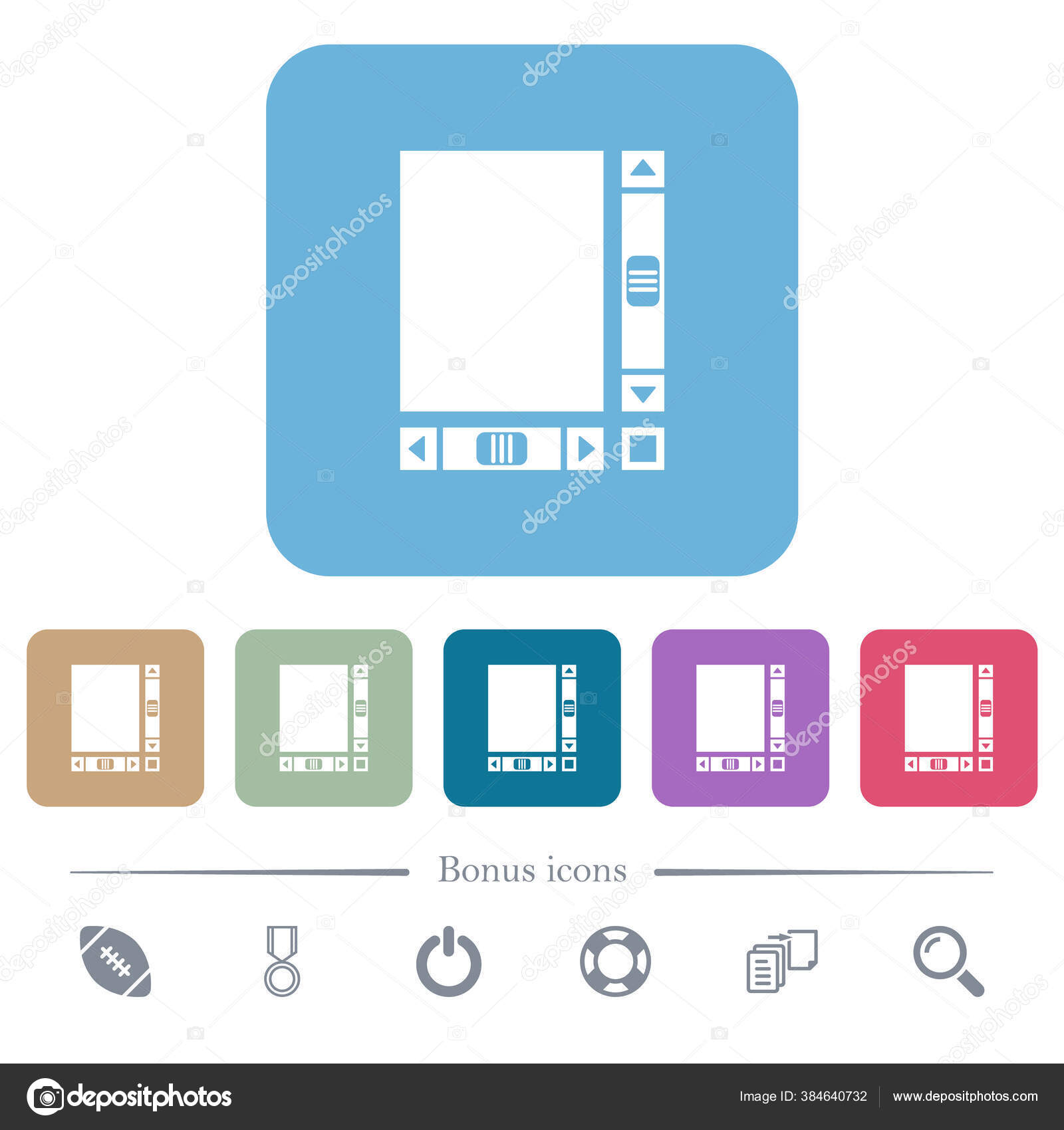 Blank Document Scroll Bars White Flat Icons Color Rounded Square Stock ...