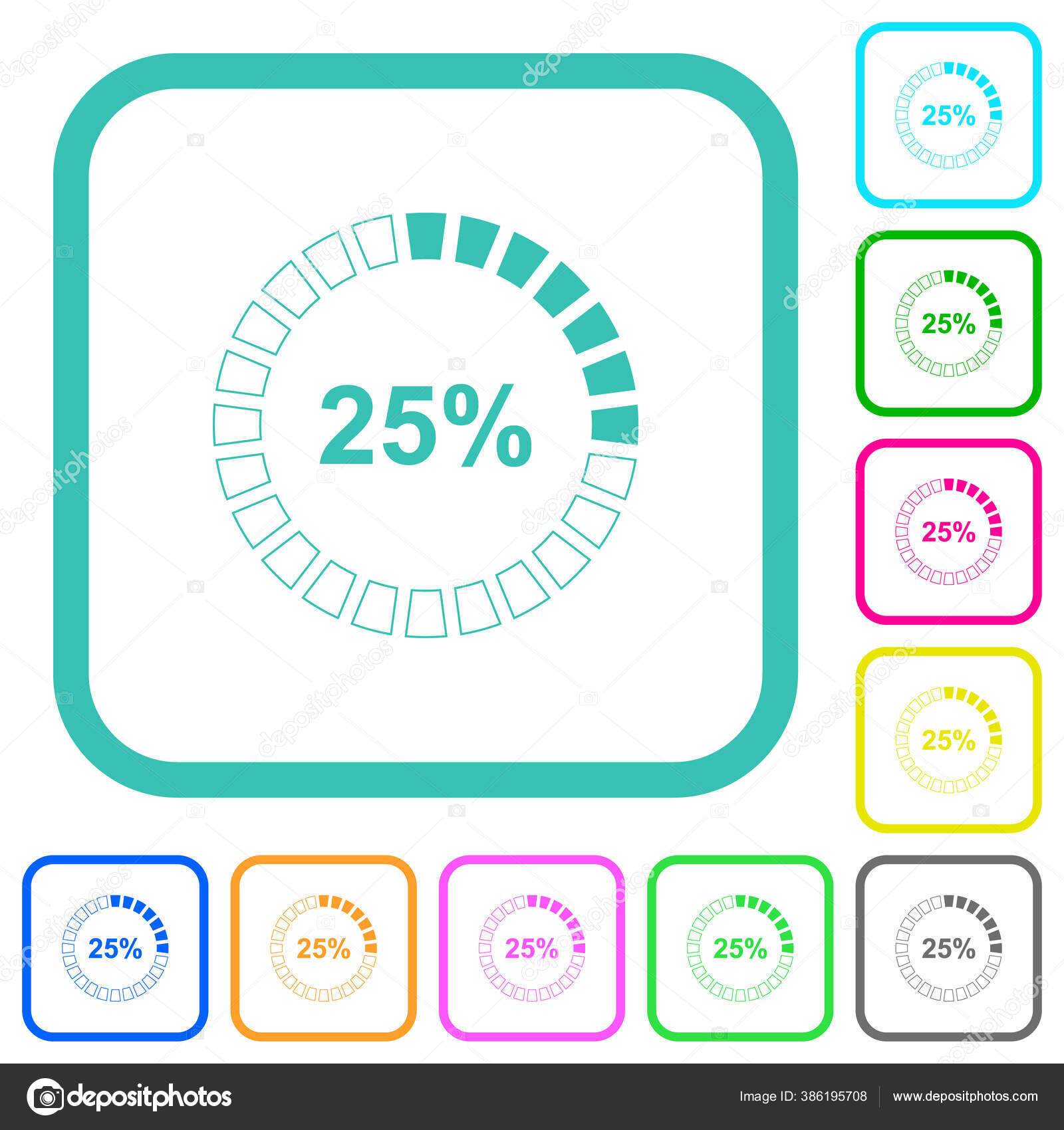 Percent Loaded Vivid Colored Flat Icons Curved Borders White Background ...