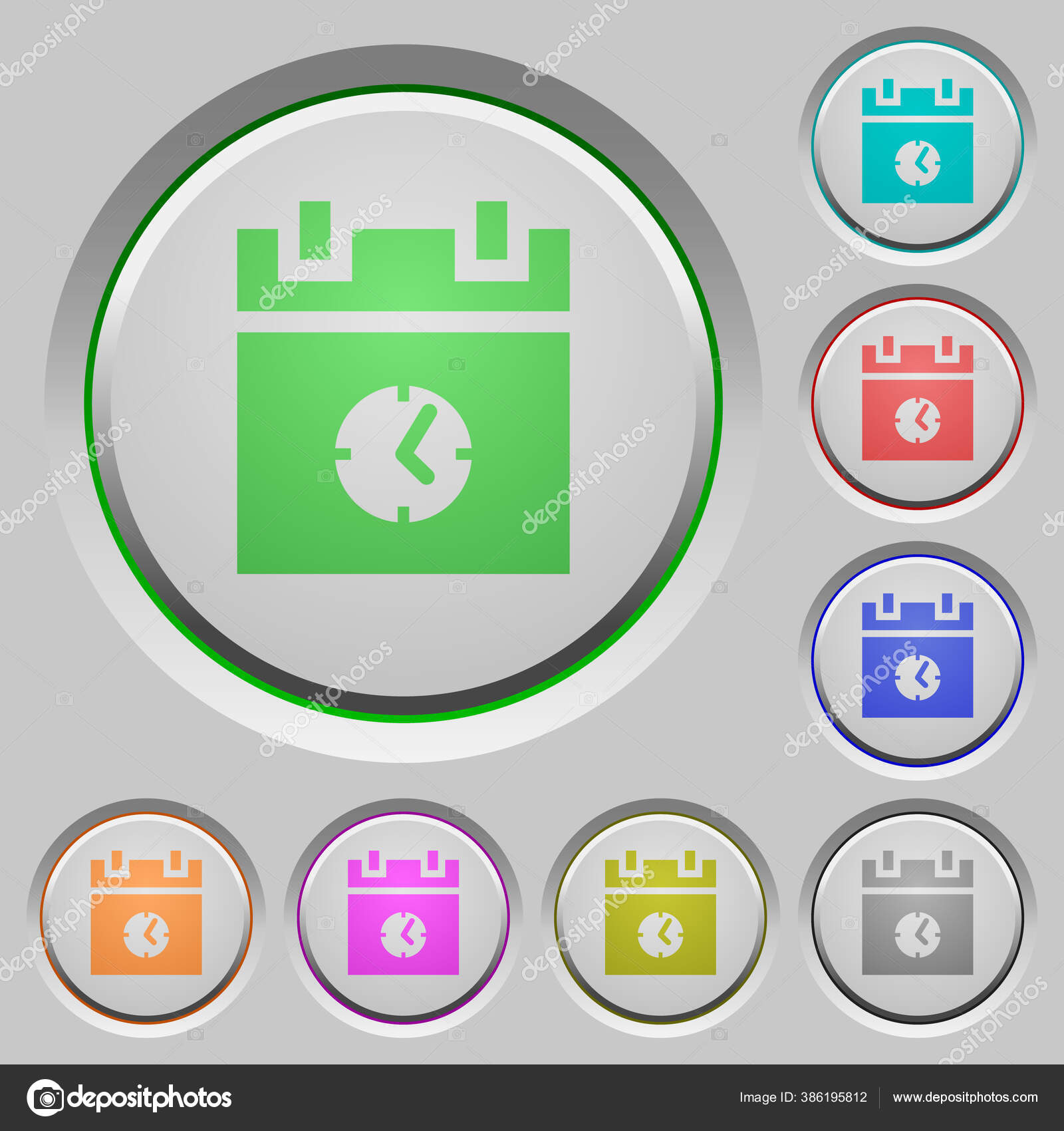 Schedule Event Time Color Icons Sunk Push Buttons Stock Vector by ...