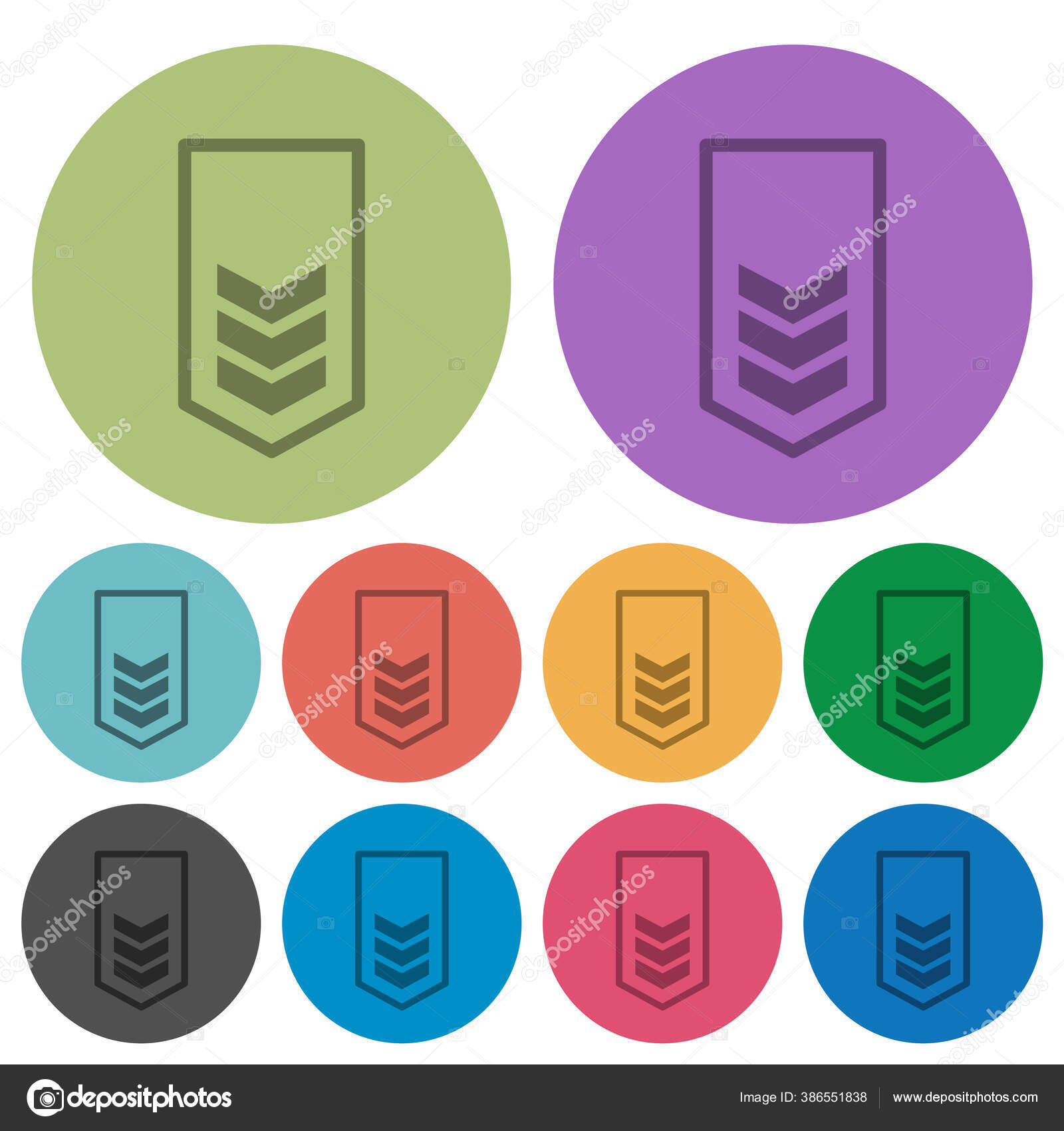 Military Insignia Three Chevrons Darker Flat Icons Color Background ...