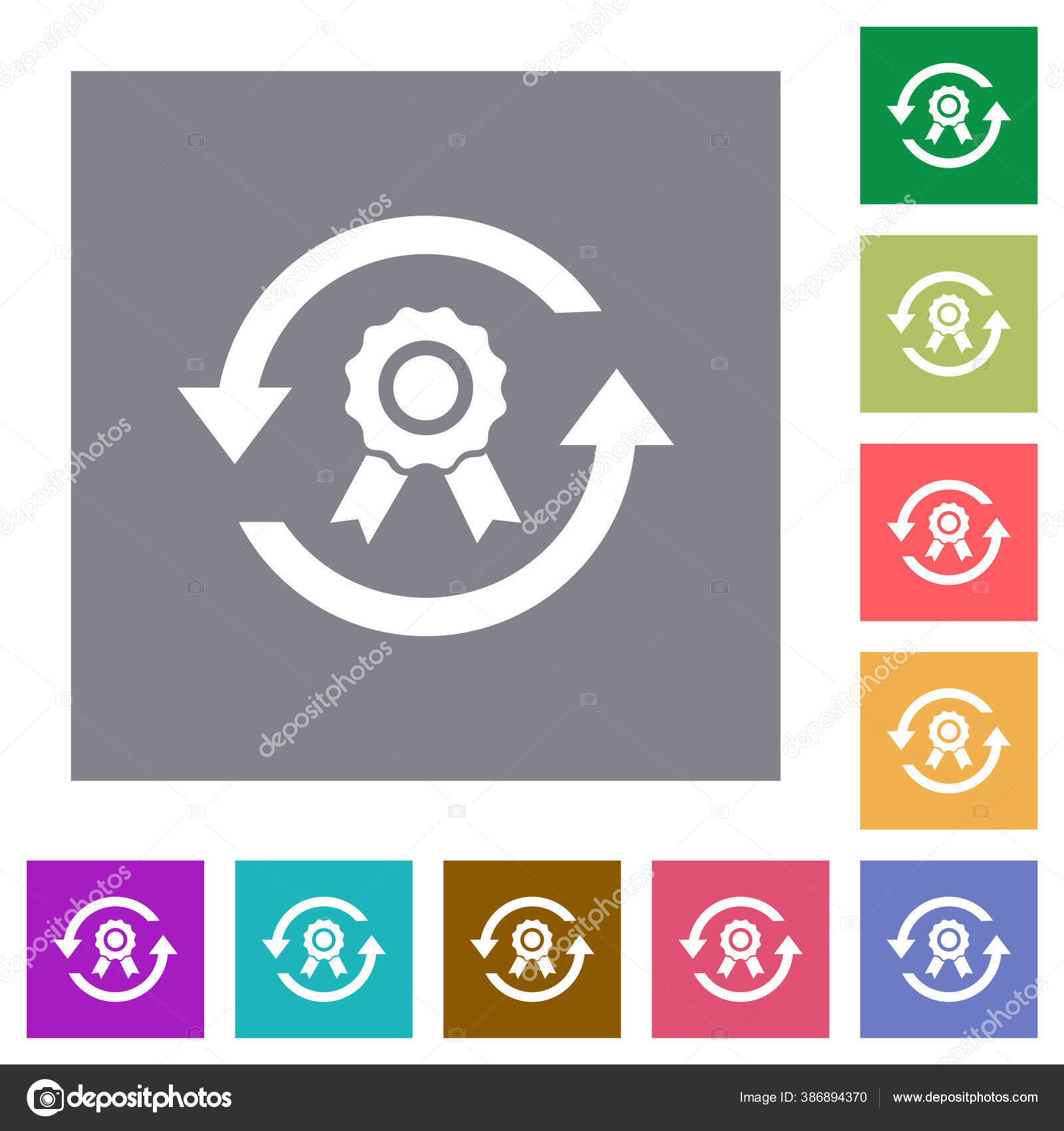 Renew Certificate Flat Icons Simple Color Square Backgrounds Stock ...