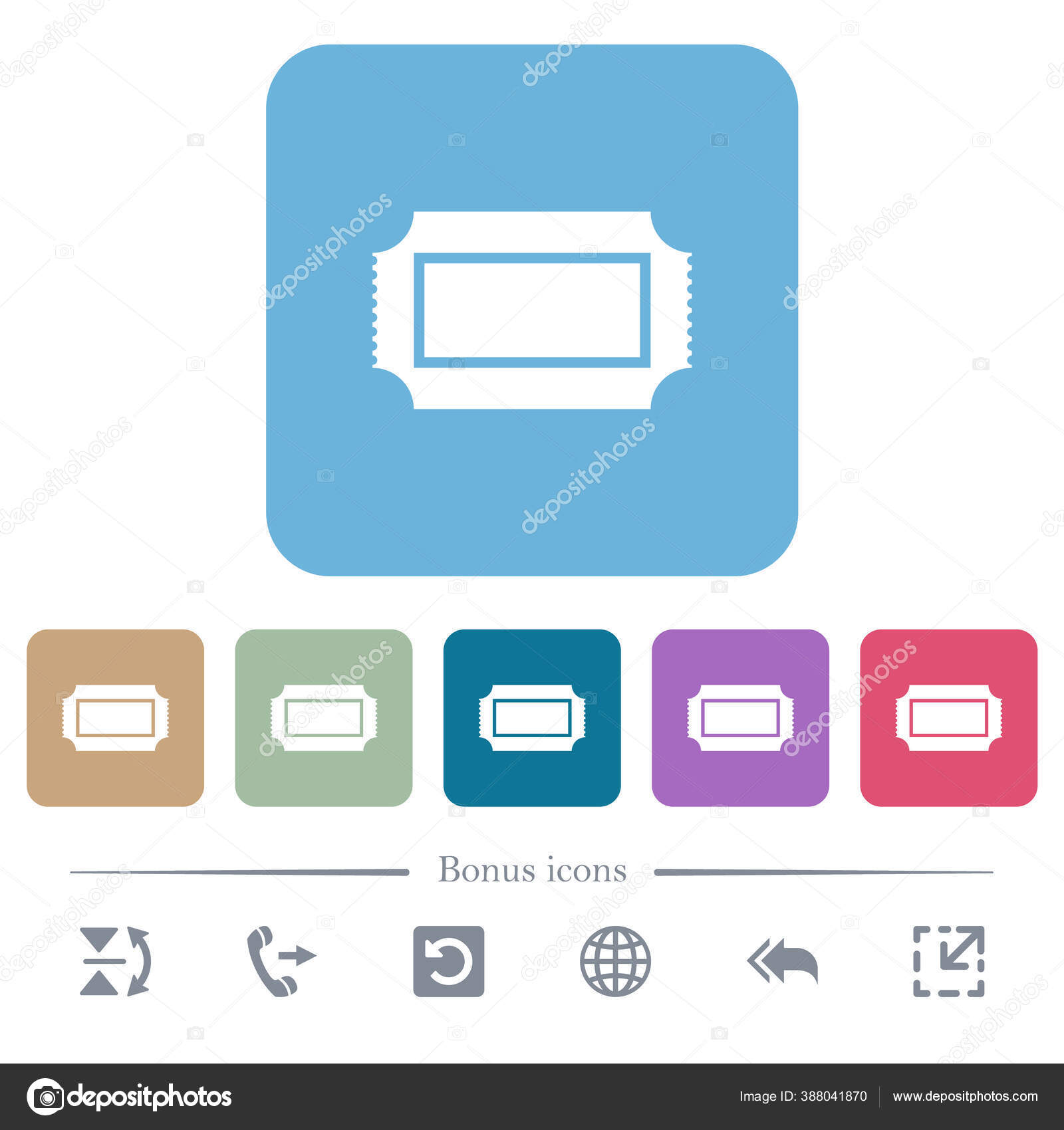 Ticket Perforated Edges White Flat Icons Color Rounded Square ...
