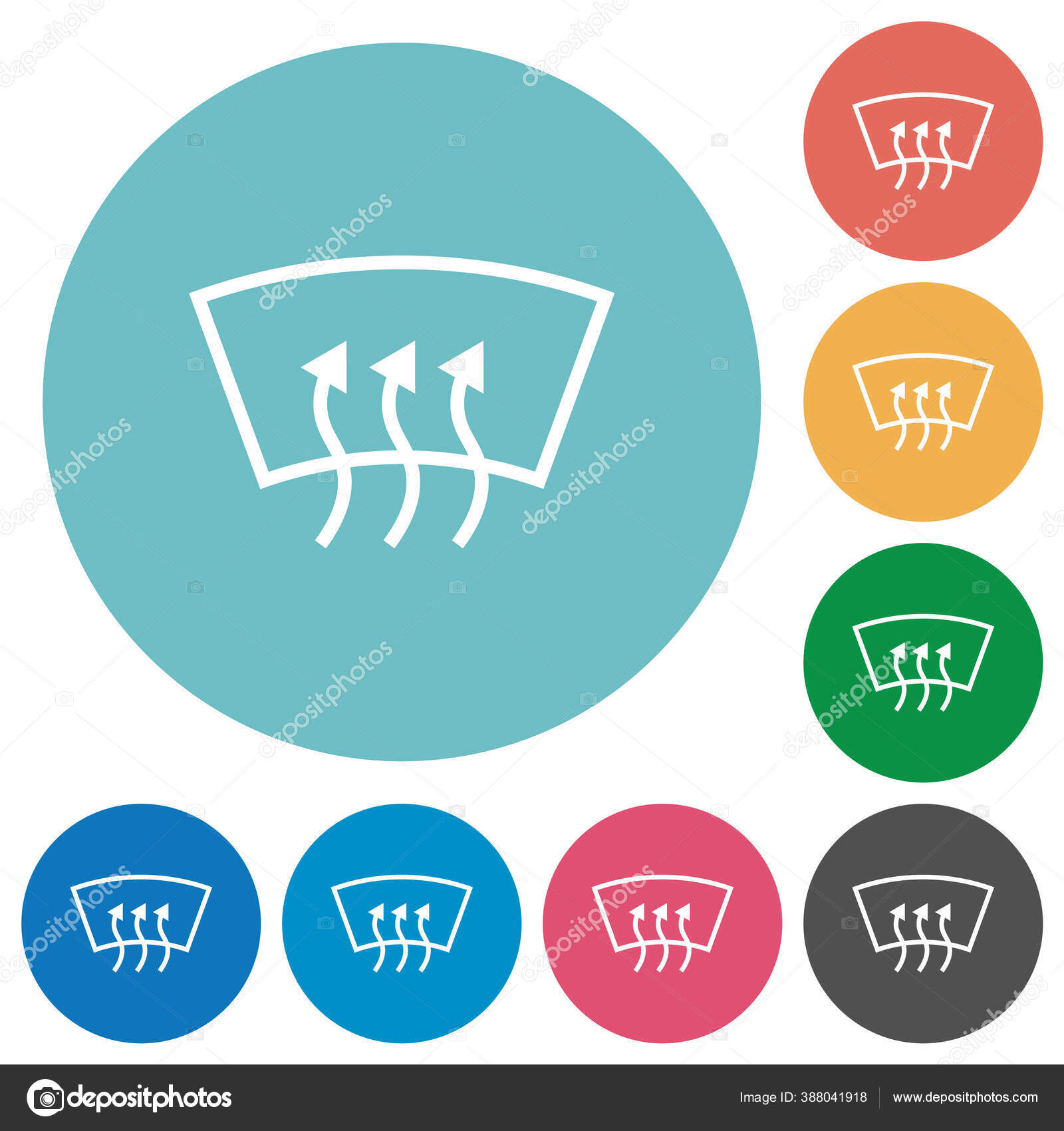 Windshield Defrost Flat White Icons Color Backgrounds Stock Vector ...