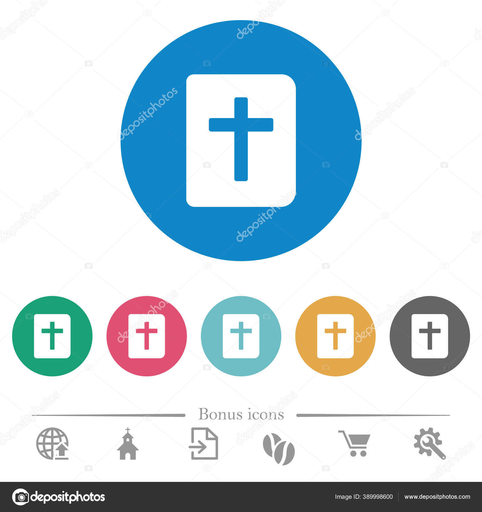 Holy Bible Flat White Icons Color Backgrounds Bonus Icons Included ...