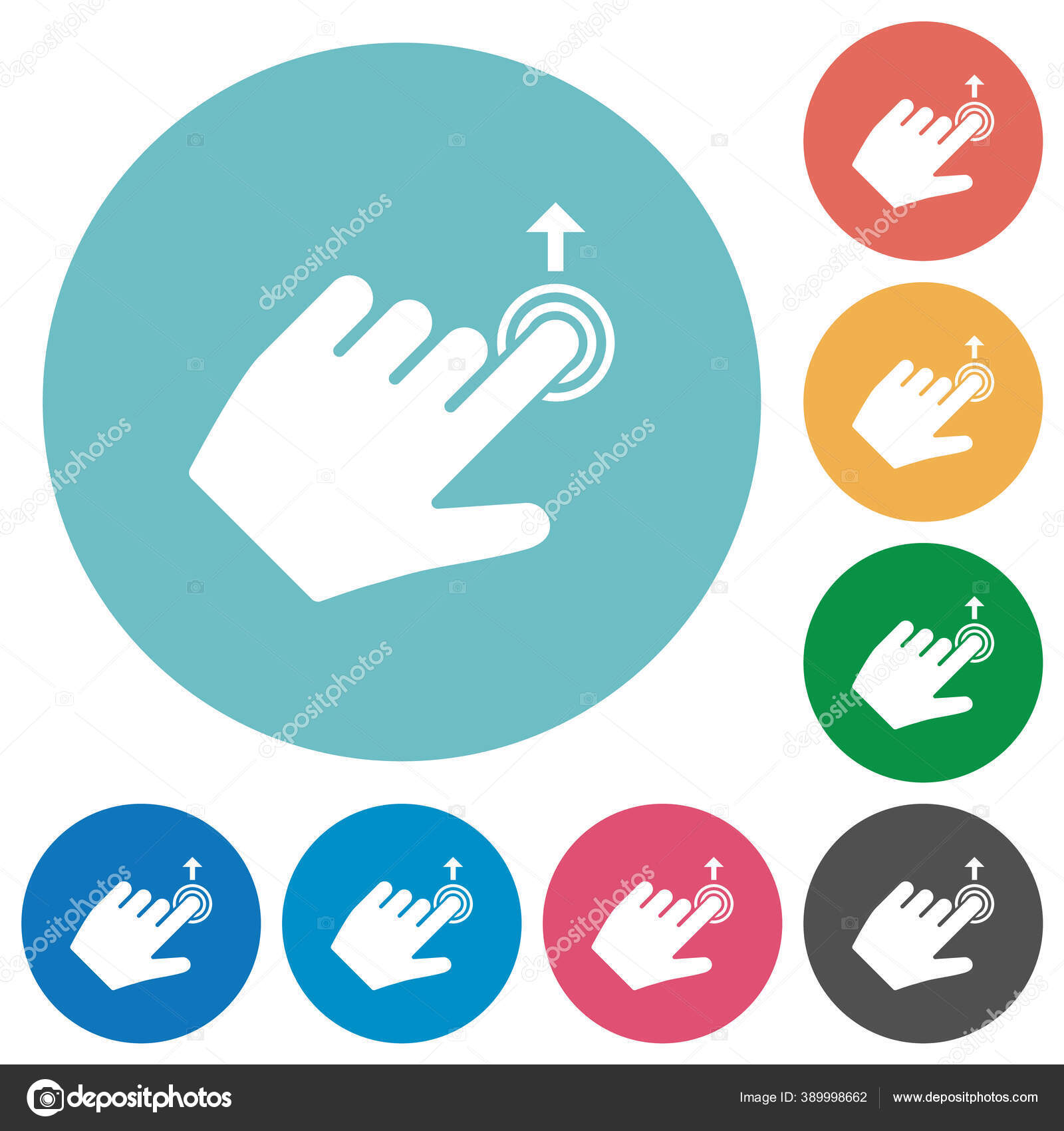 Left Handed Slide Gesture Flat White Icons Color Backgrounds Stock ...