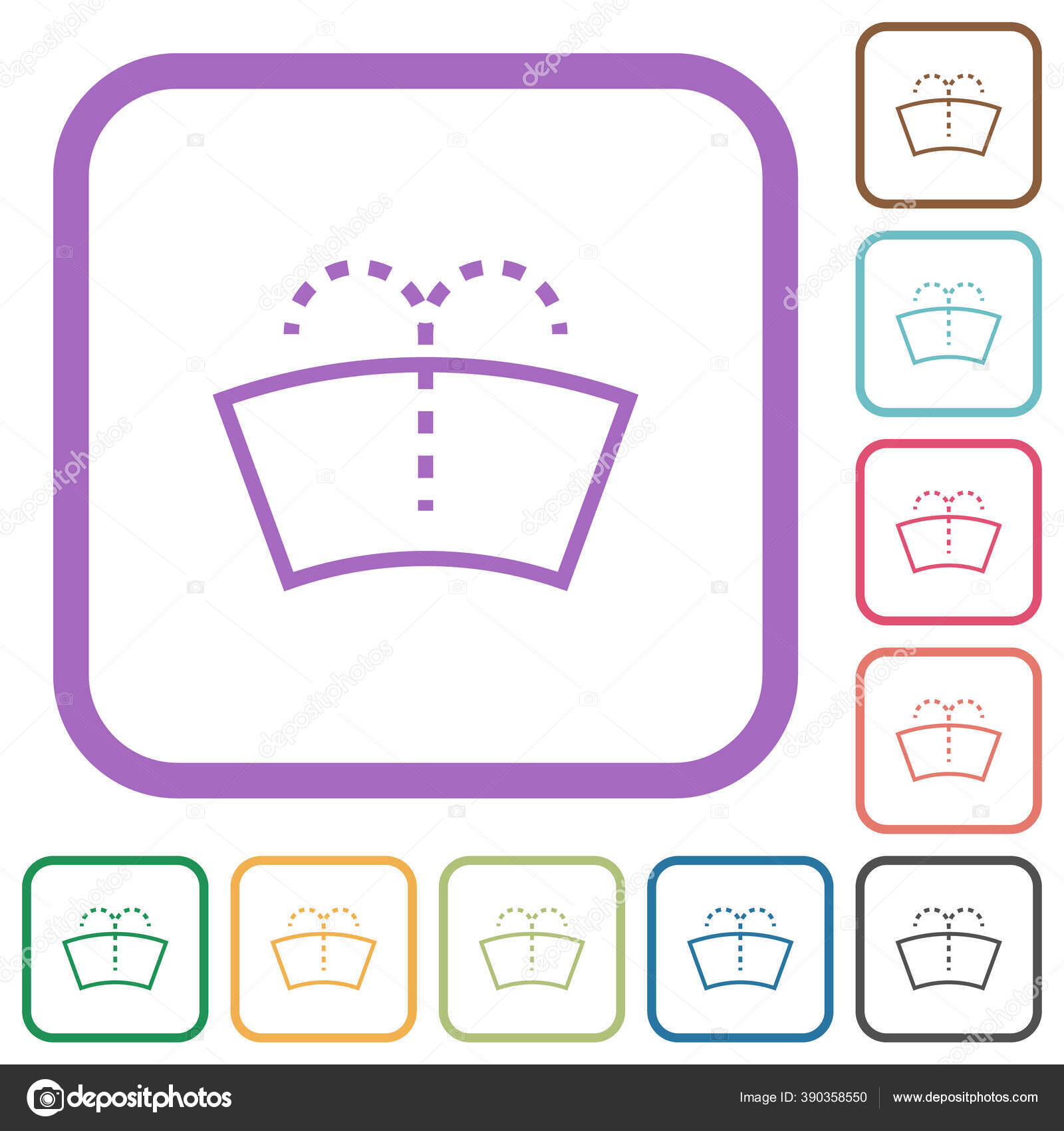 Windshield Washer Simple Icons Color Rounded Square Frames White Background Stock Vector Image ...