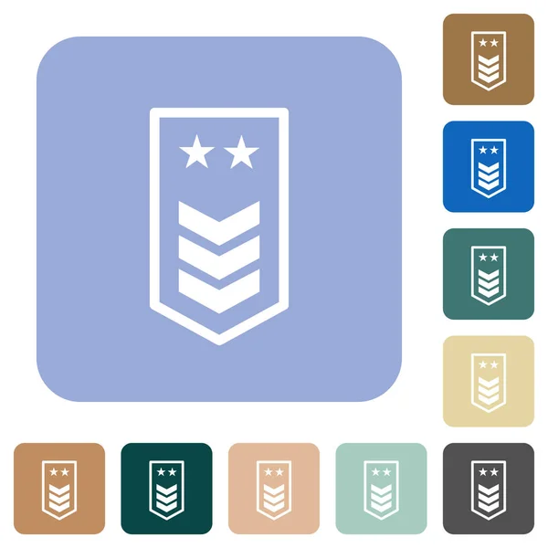 Military Insignia Two Chevrons Three Stars White Icons Edged Square ...