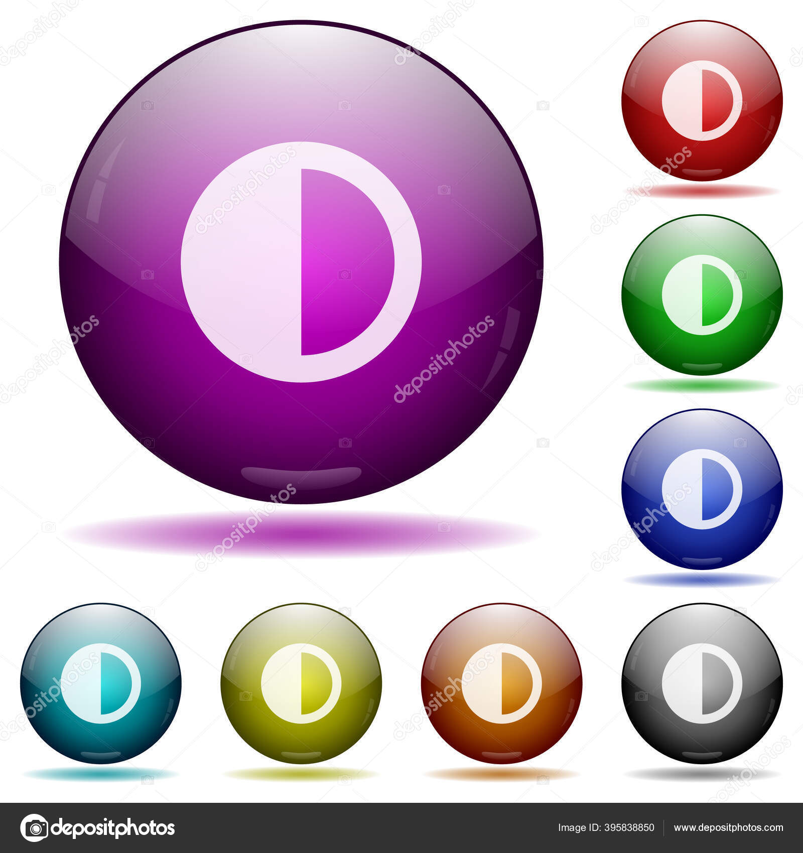 Contrast Control Icons Color Glass Sphere Buttons Shadows Stock Vector ...