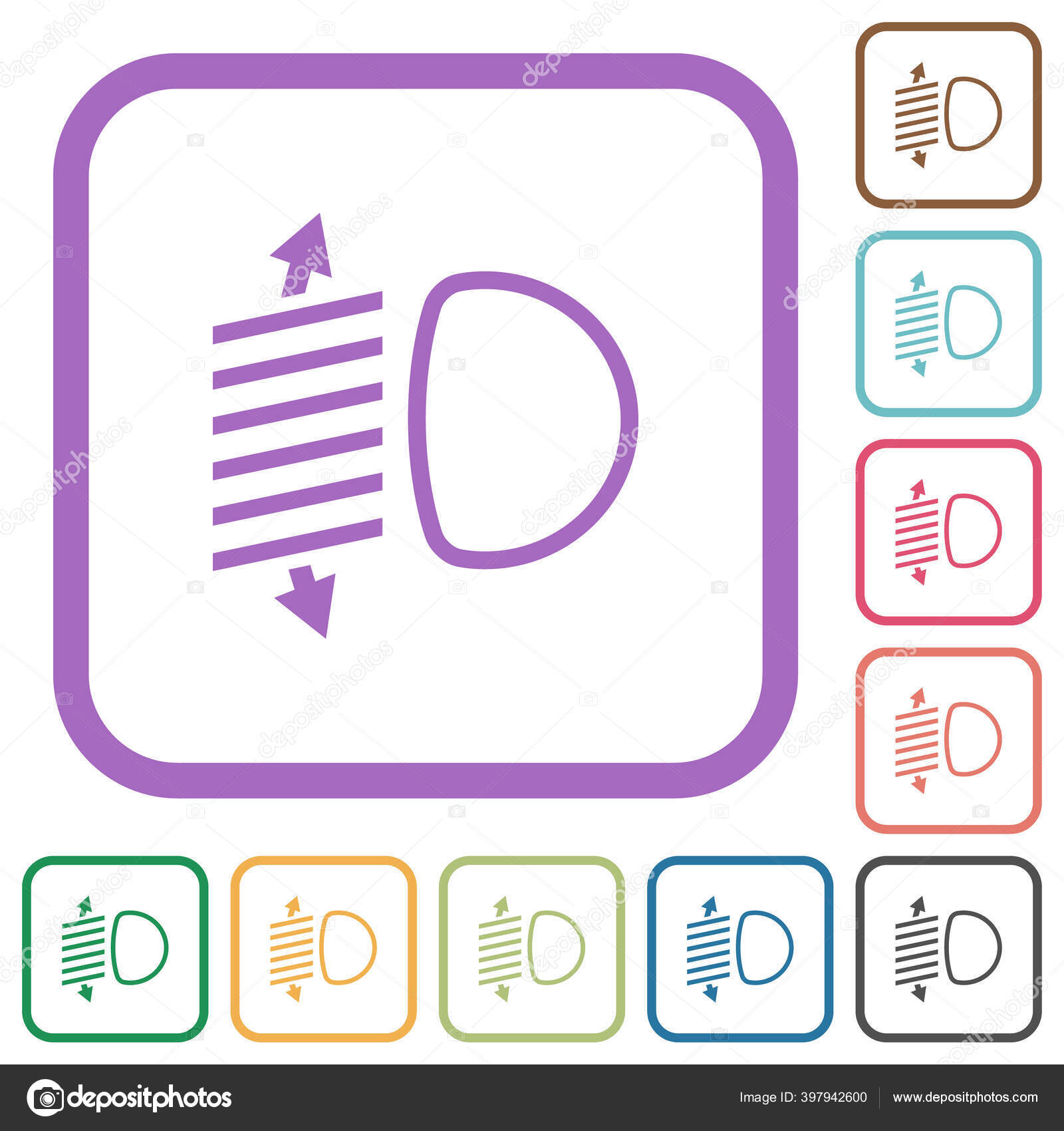 Headlight Level Adjustment Simple Icons Color Rounded Square Frames ...