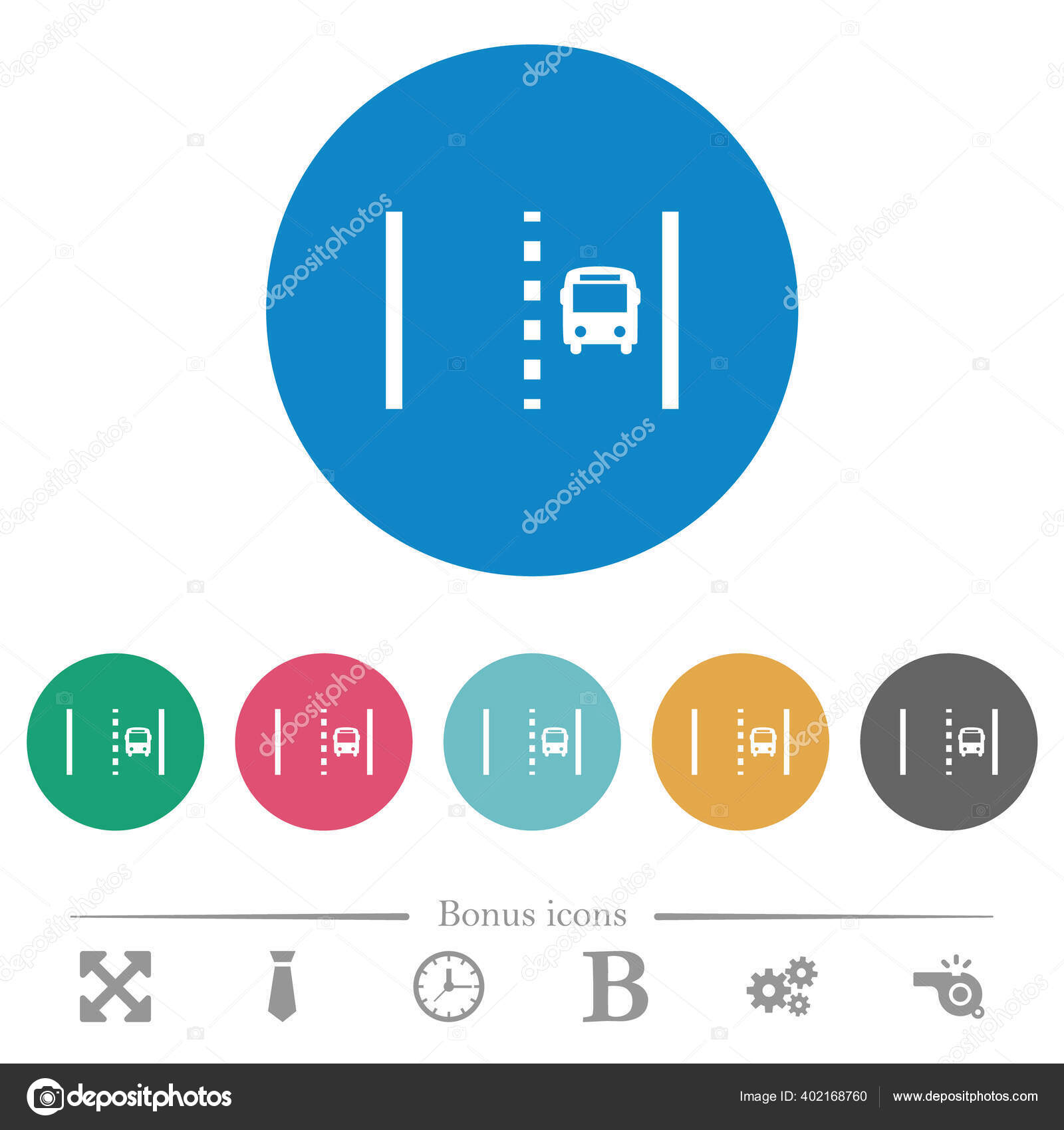 Bus Lane Flat White Icons Color Backgrounds Bonus Icons Included Stock ...