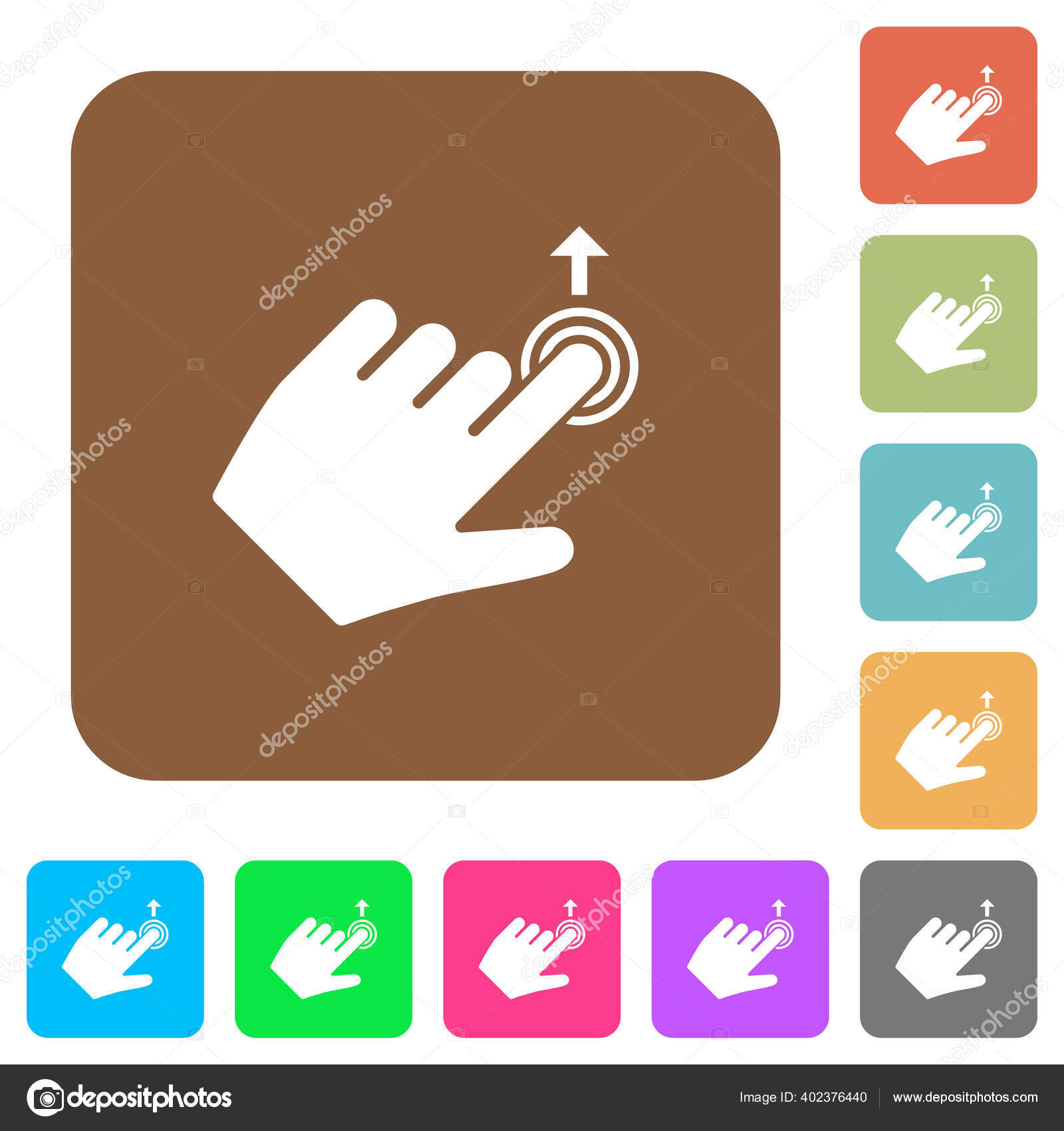 Left Handed Slide Gesture Flat Icons Rounded Square Vivid Color Stock ...