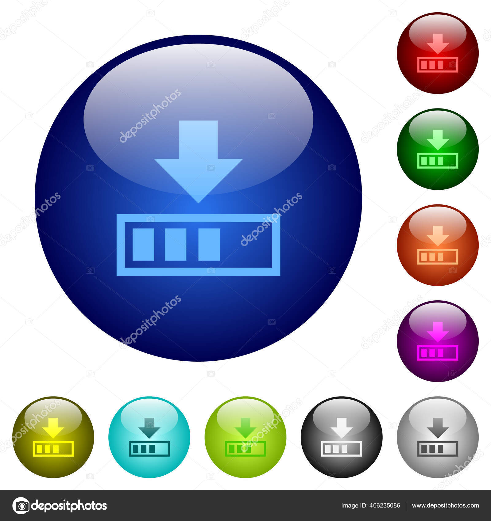 Download Progress Icons Glass Buttons Multiple Colors Arranged Layer Structure Stock Vector by ...