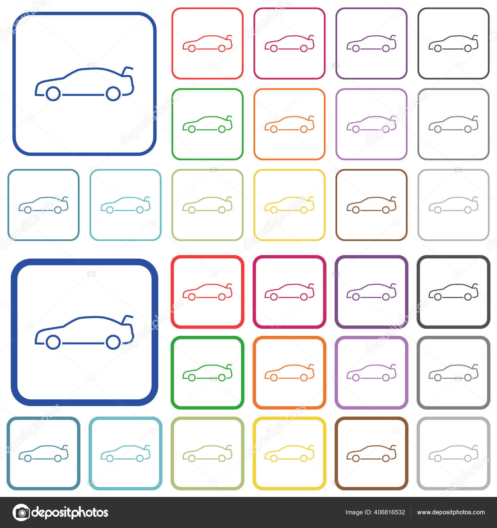 Car Trunk Open Dashboard Indicator Color Flat Icons Rounded Square ...