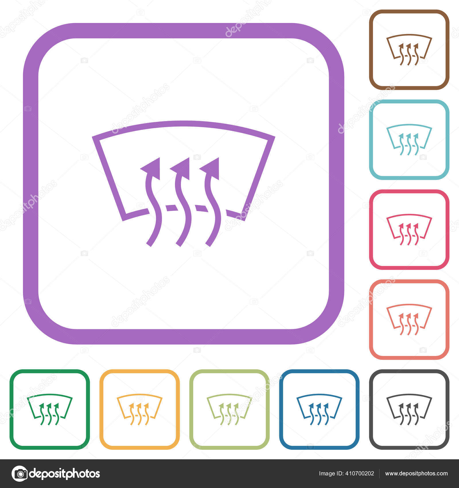 Windshield Defrost Simple Icons Color Rounded Square Frames White ...