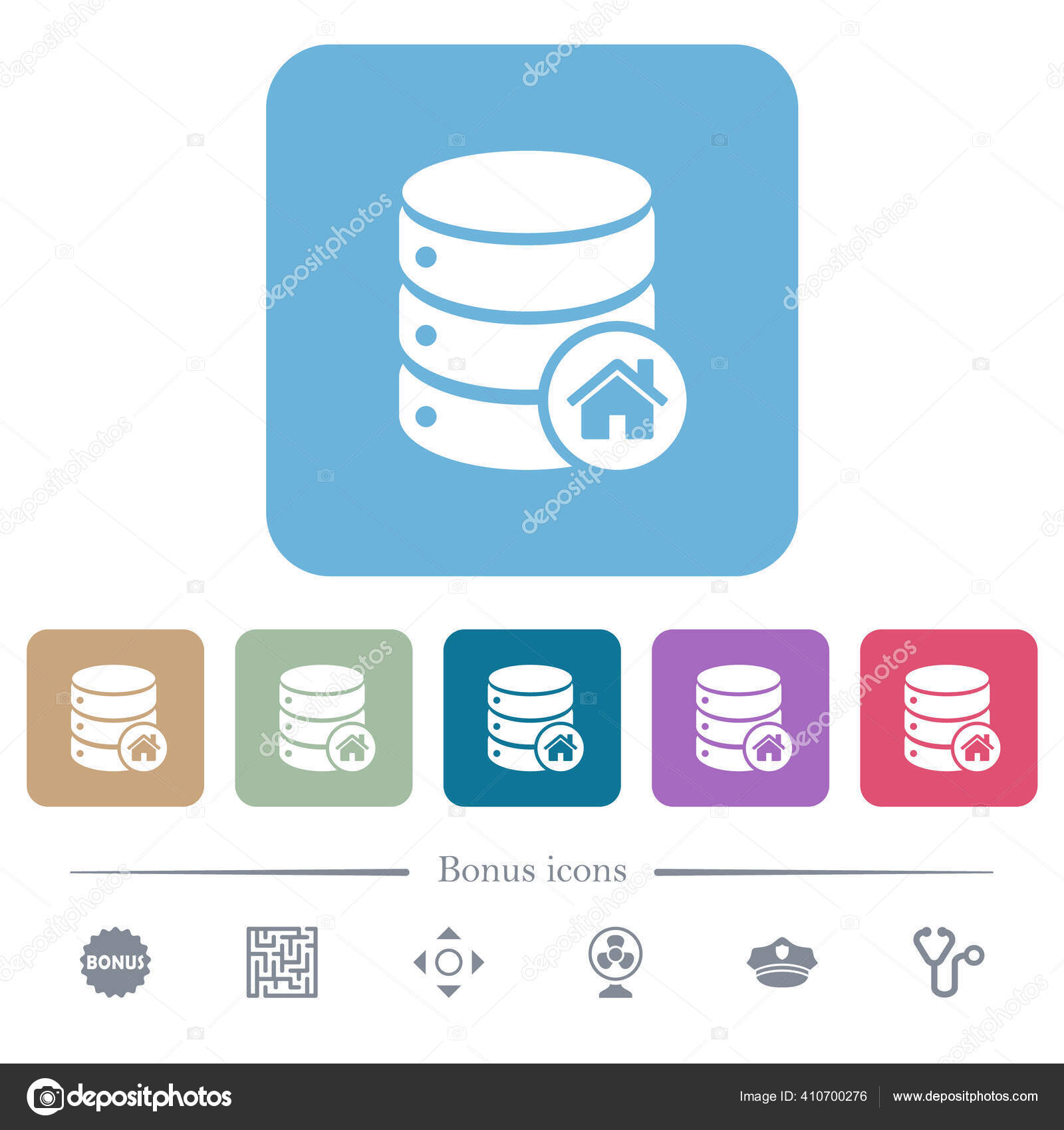Default Database White Flat Icons Color Rounded Square Backgrounds ...