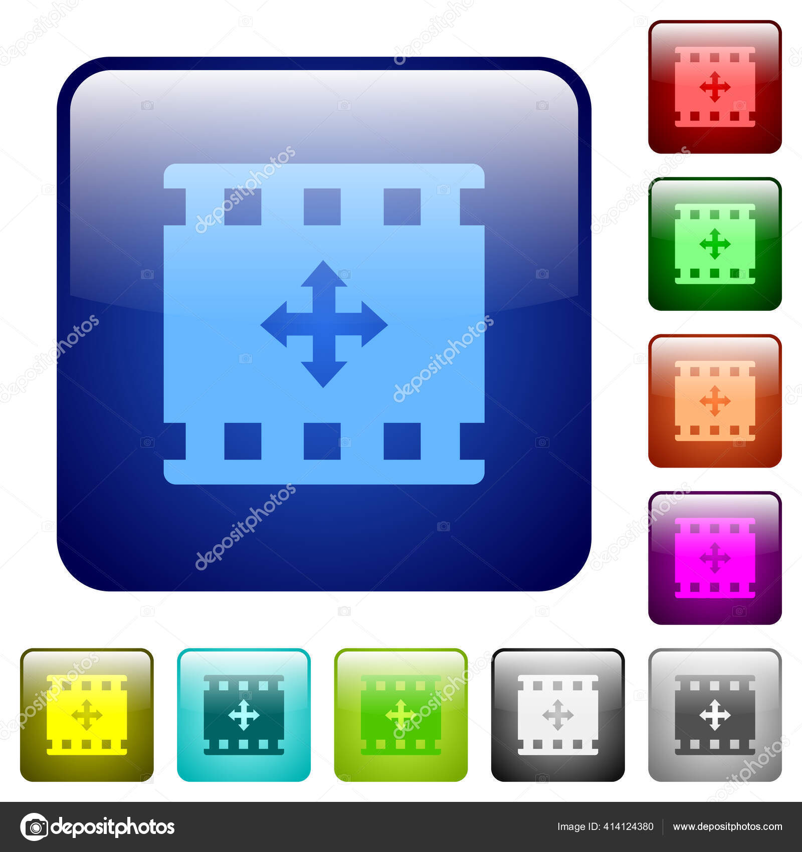 Move Movie Icons Rounded Square Color Glossy Button Set Stock Vector Image by ©renegadehomie ...
